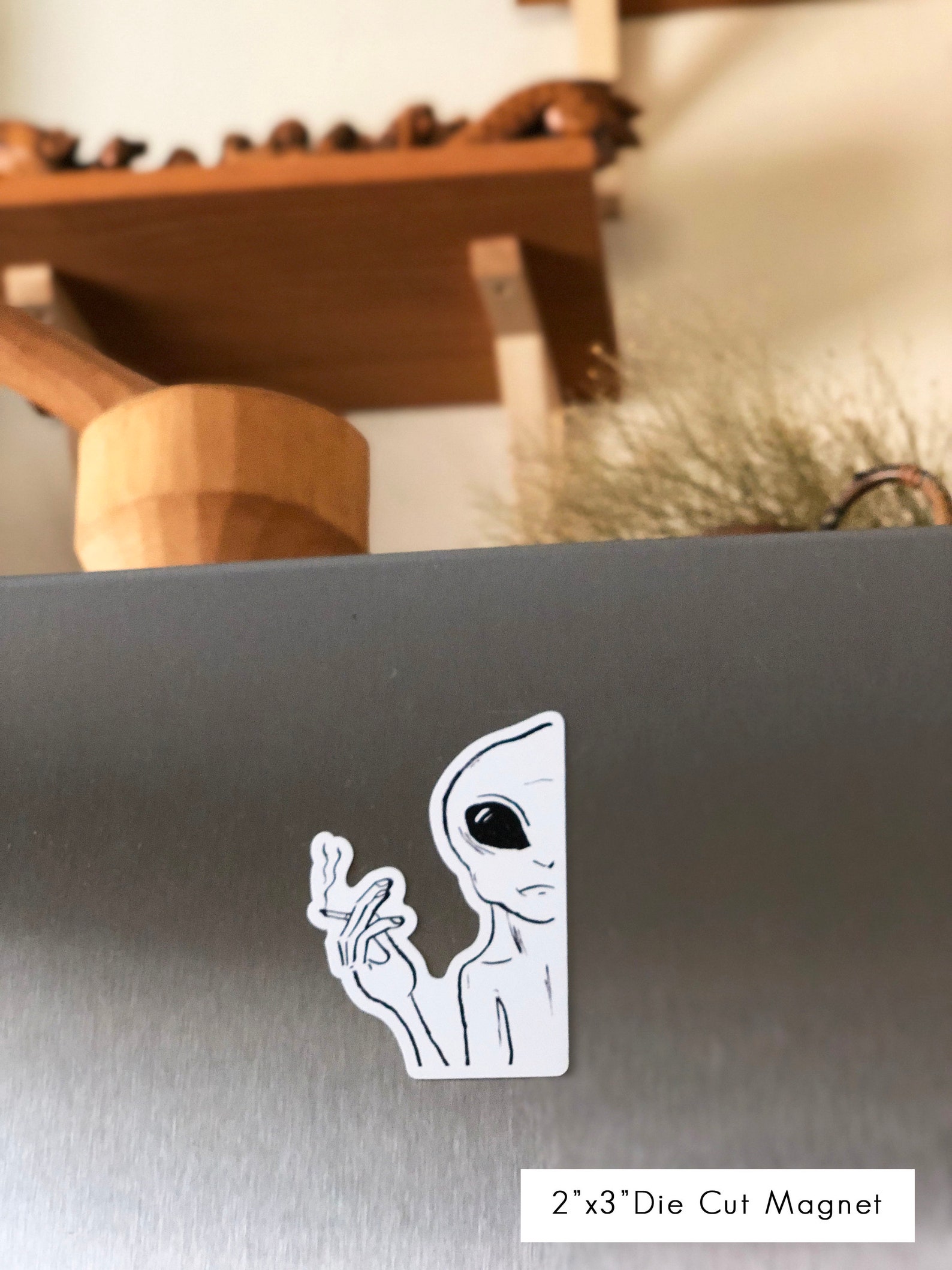 Smoking Alien Fine Art Print Hand Painted Funny Alien Wall - Etsy