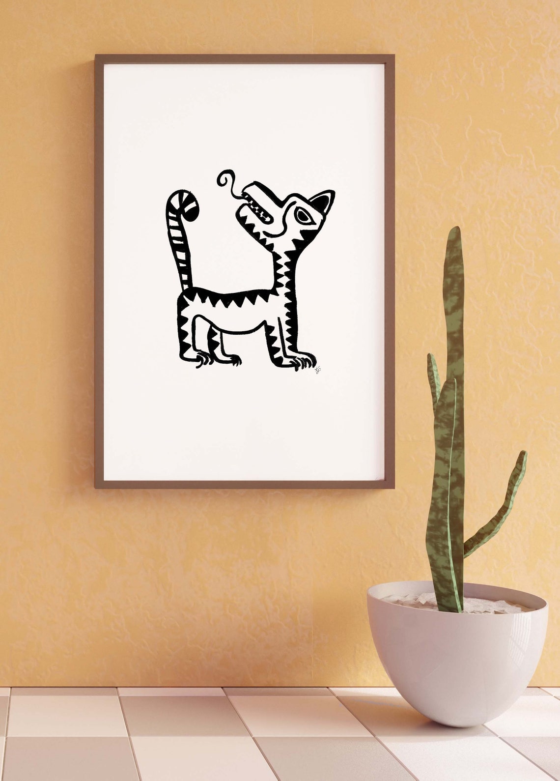 Mayan Tiger Inspired Art Print Hand Painted Mayan Folk Art - Etsy