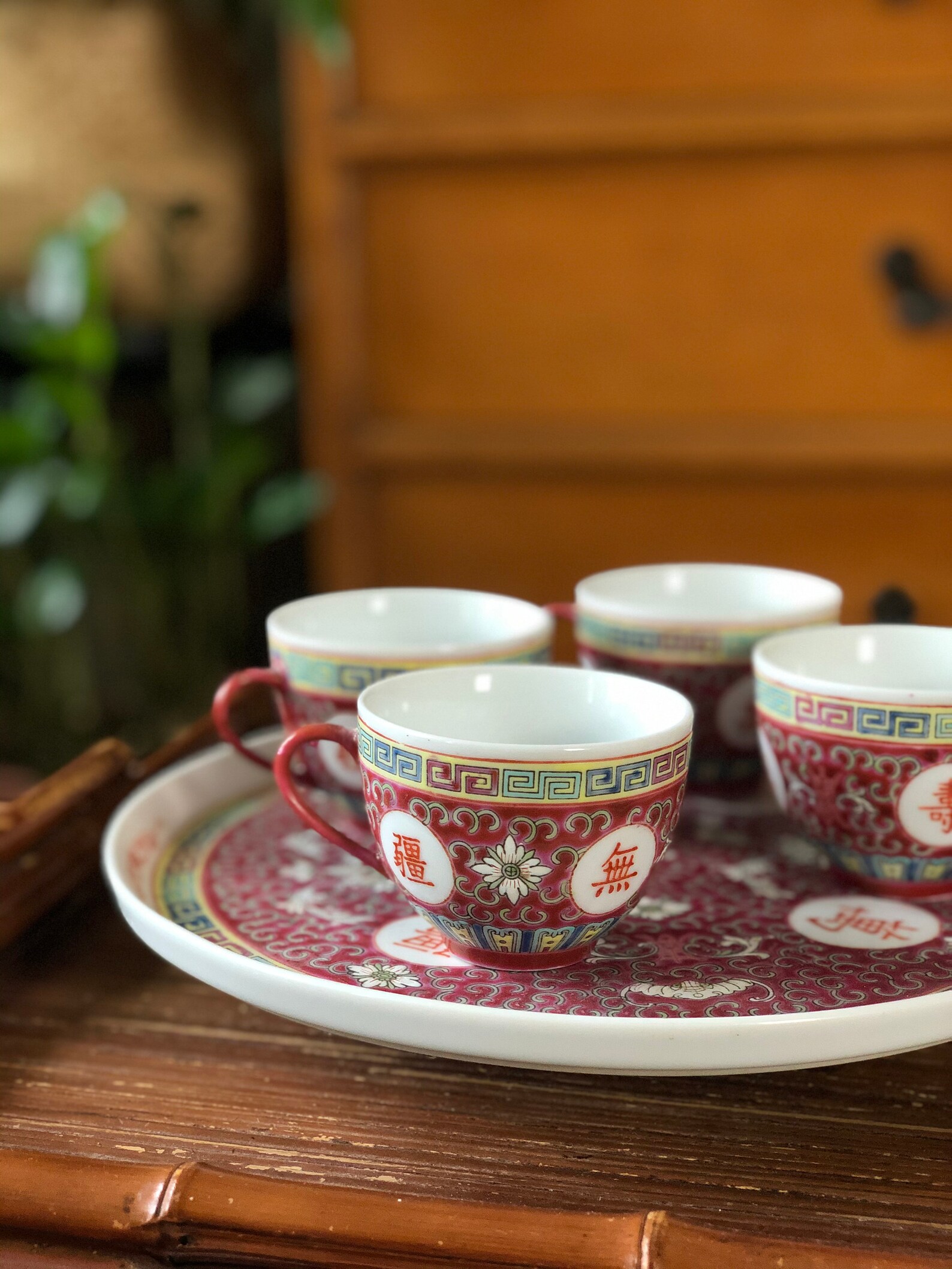 Vintage Chinese Tea Cups and Plate Set Beautiful Asian 4 Oz | Etsy