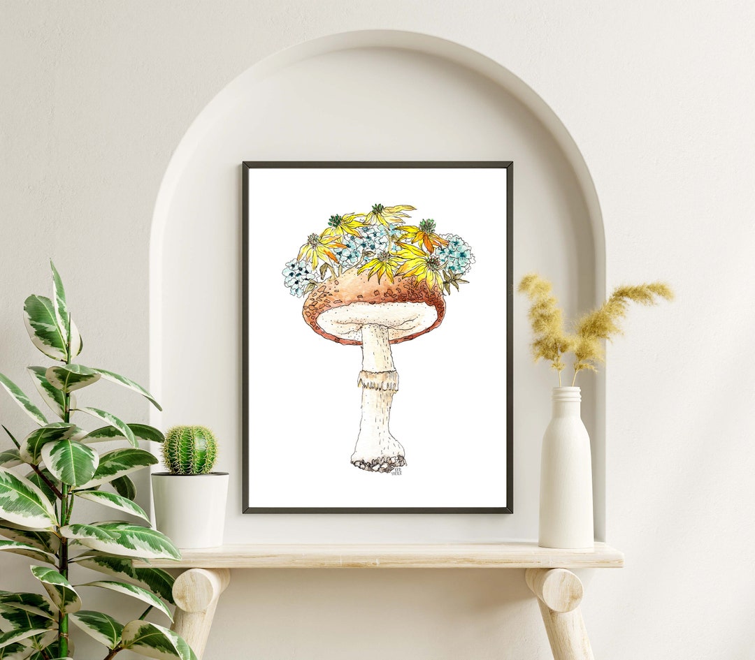 Watercolor Botanical Mushroom Art Print by Kate Yarter - Mushroom ...