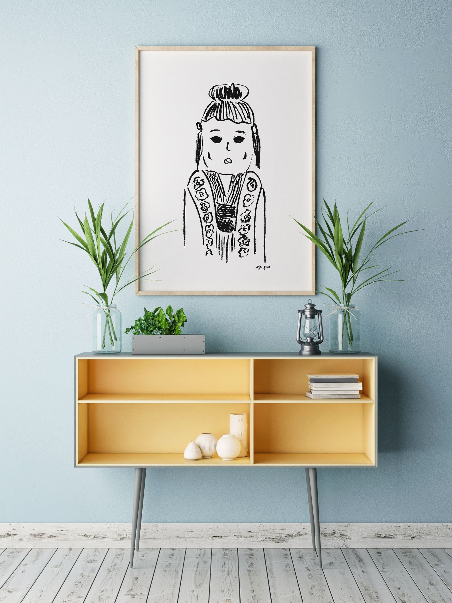 Hand Painted Geisha Fine Art Print - Beautiful Japanese Style Geisha ...
