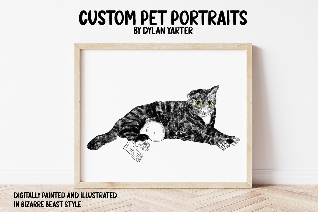 Custom CAT PORTRAIT - Bizarre Beasts Pet Portrait Art - Digital Painted ...