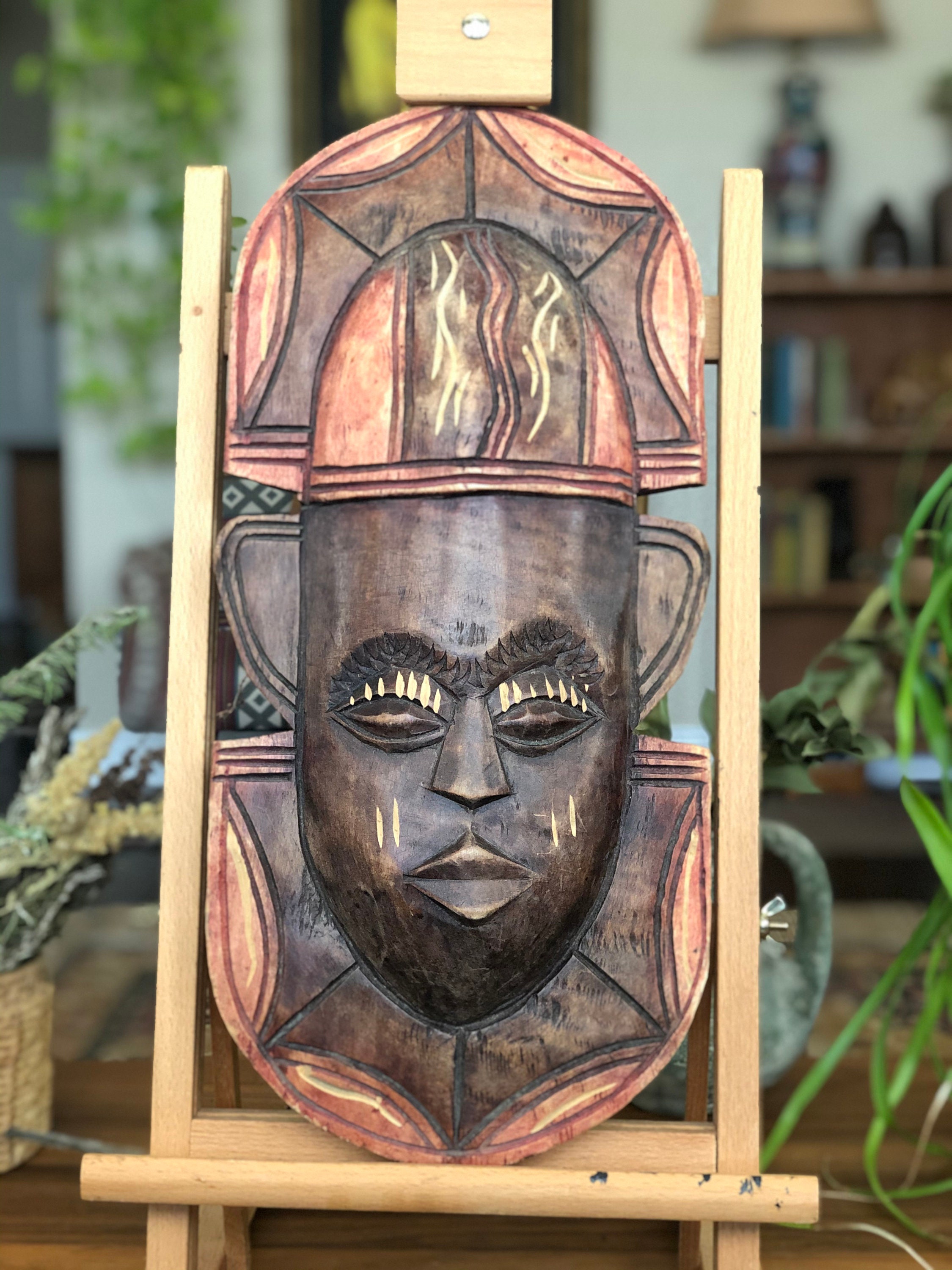 Vintage Hand Carved African Mask Beautifully Carved and - Etsy