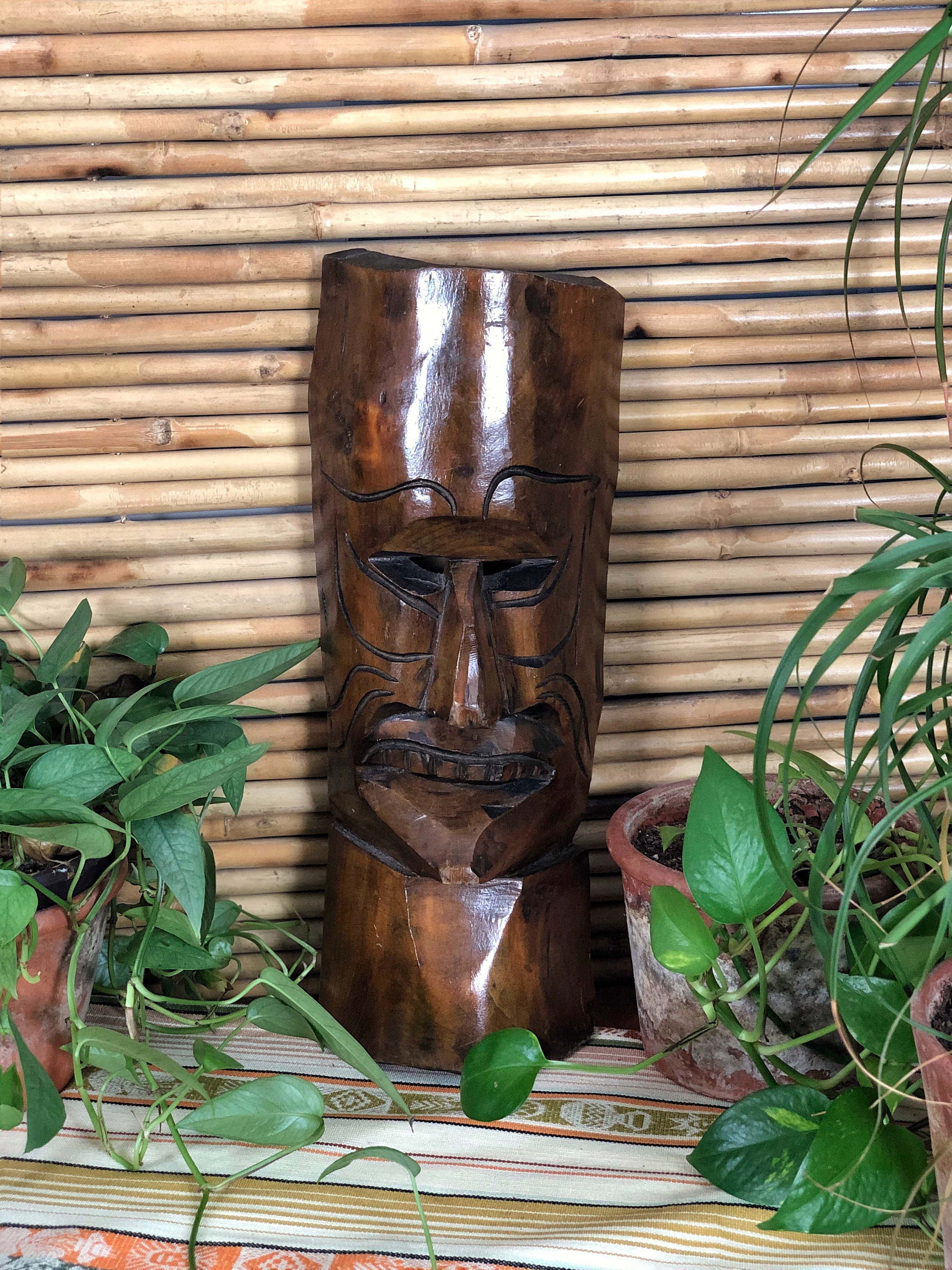 Vintage 1970's Polynesian Tribal Mask Hand Carved and - Etsy