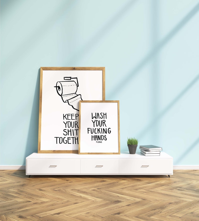 Hand Painted Funny Bathroom Artwash Your Hands Fine Art - Etsy