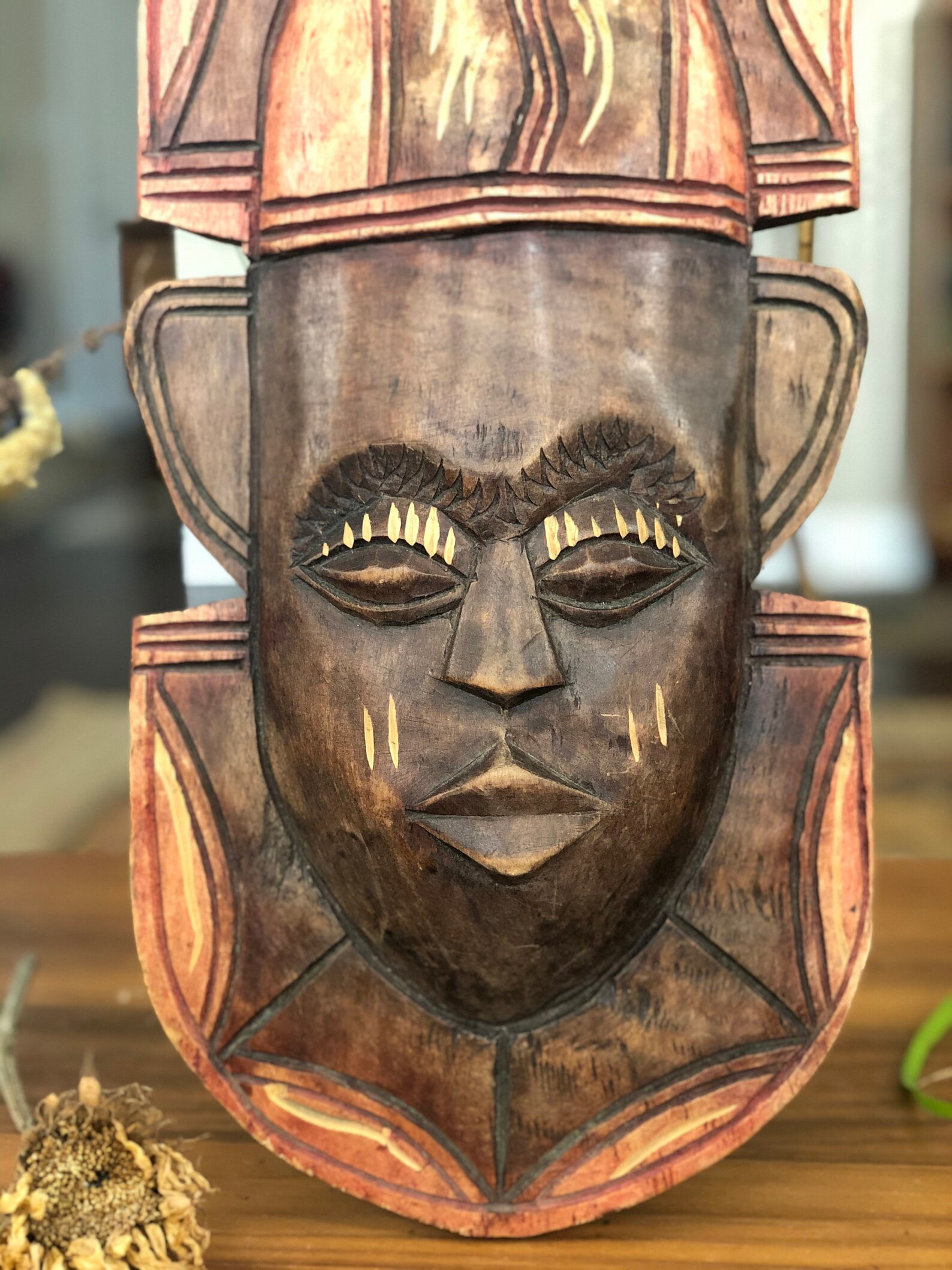 Vintage Hand Carved African Mask Beautifully Carved and - Etsy