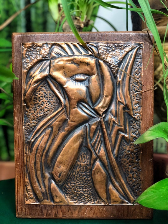 1970s Copper Relief Vintage Tropical Bird Art One of a | Etsy