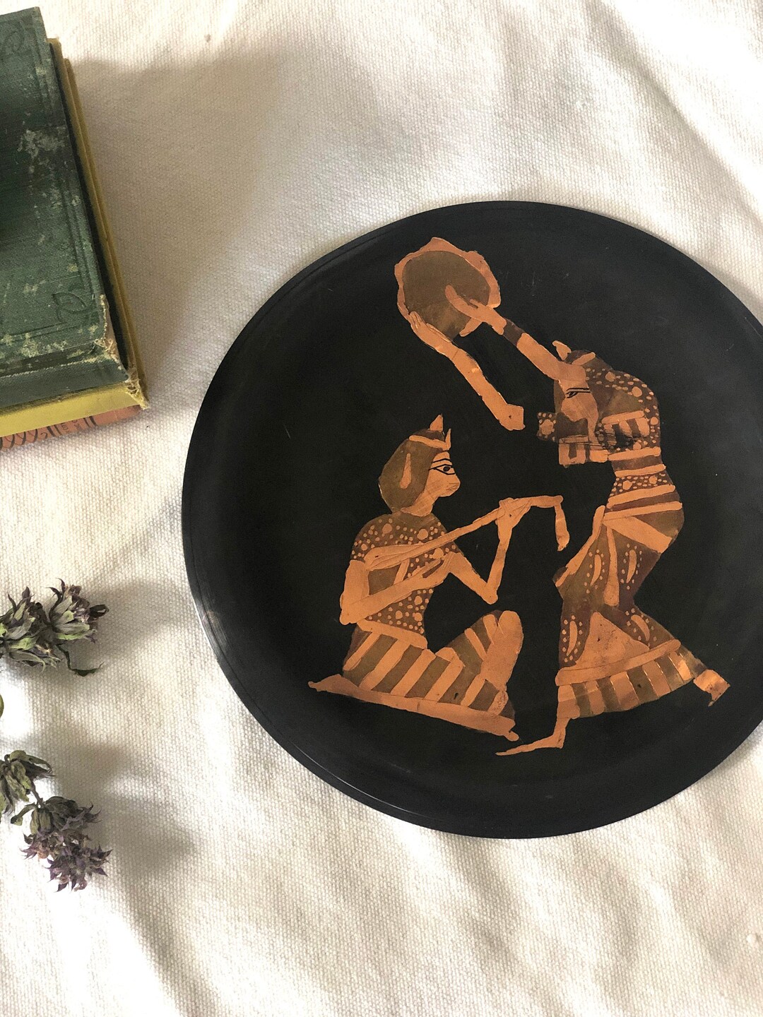 Vintage Egyptian Pharaoh and Queen Metal Plate Wall Decor - Unique ...
