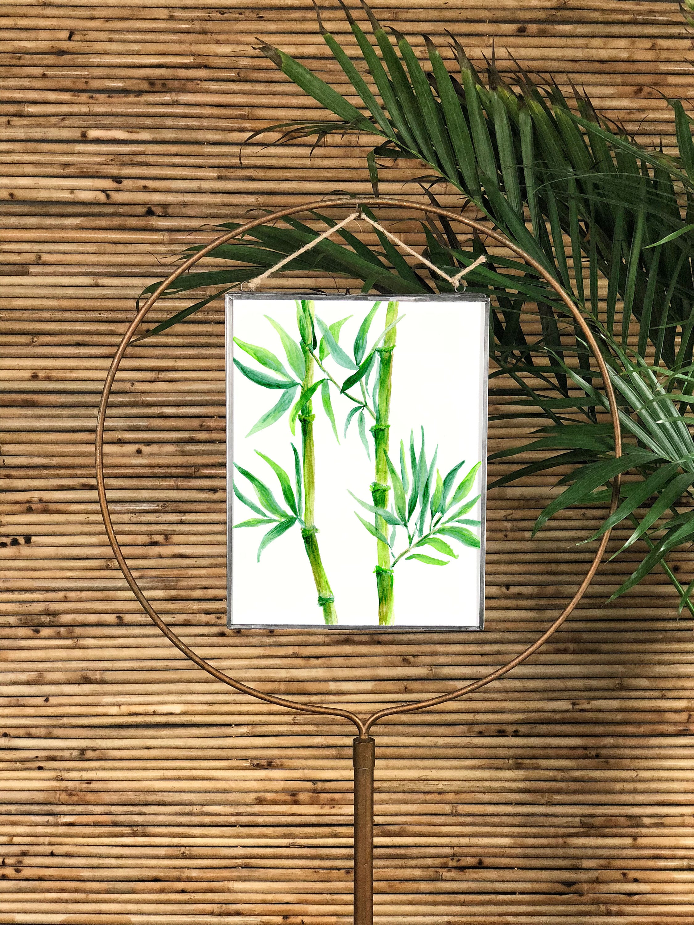 Watercolor Bamboo Art Print - Hand Painted Bamboo Printed on Linen ...