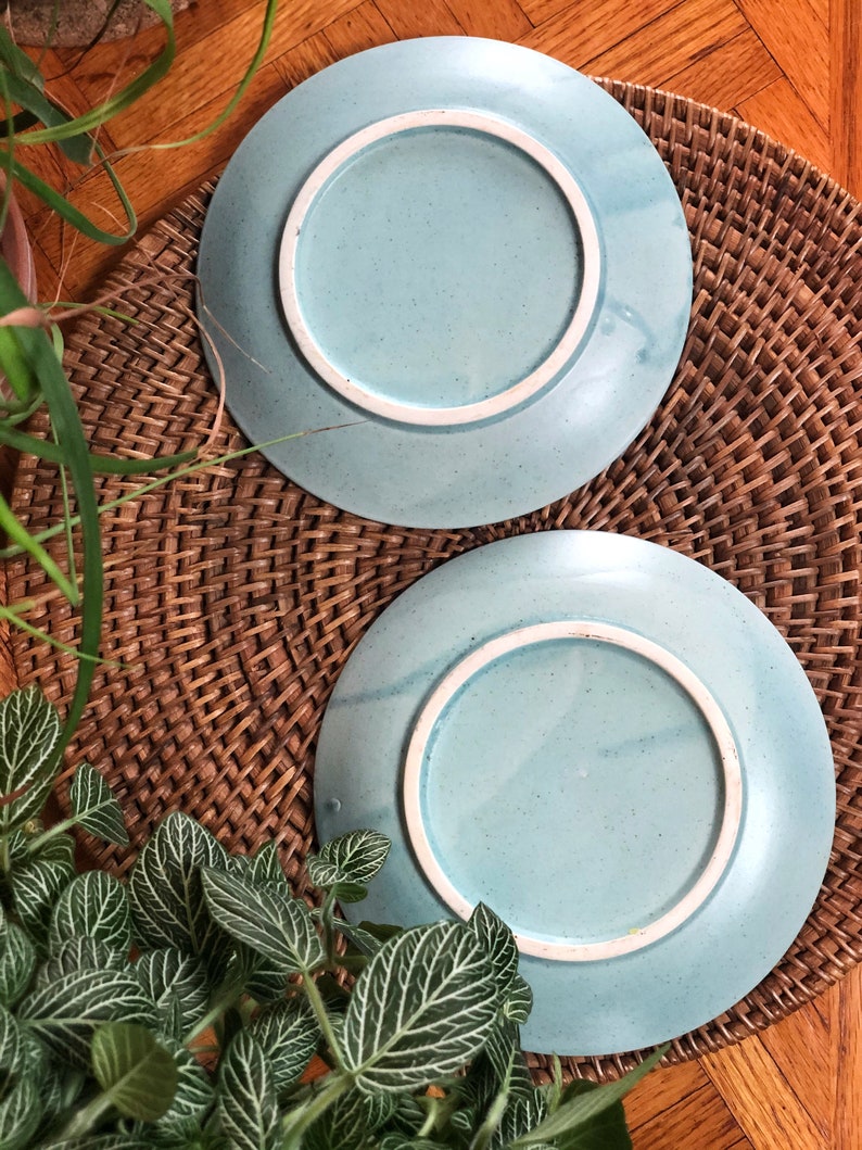 VINTAGE Japanese Plate Set Blue Speckled Stone Plates With - Etsy