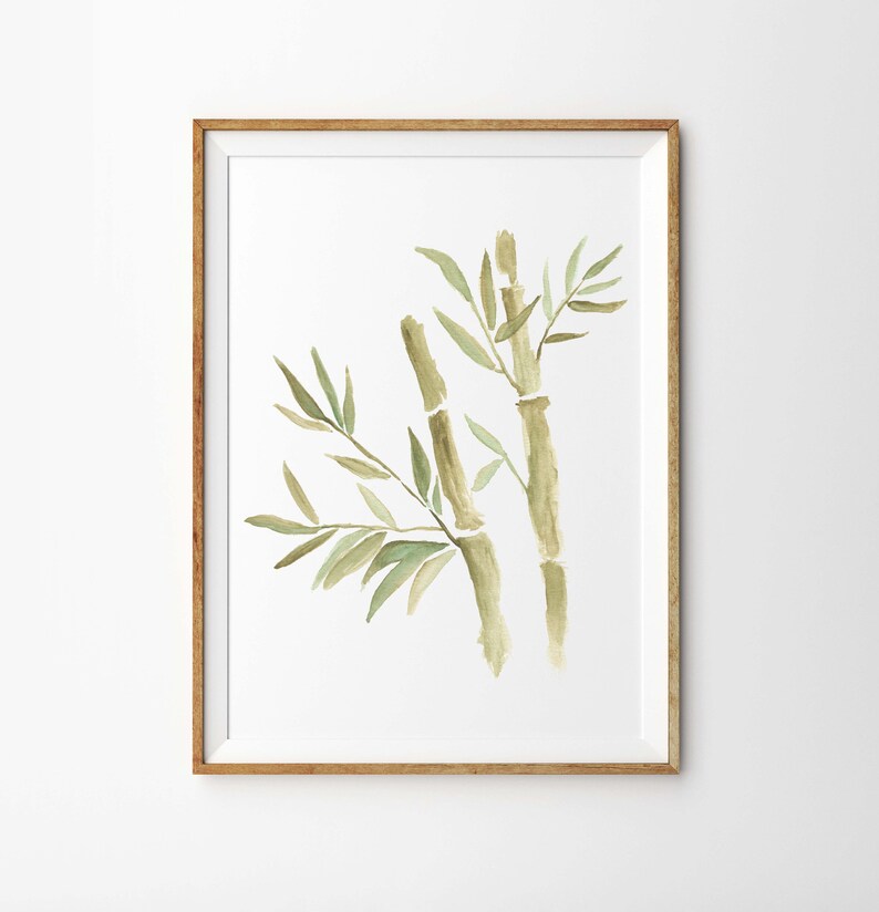 Hand Painted Watercolor Bamboo Print Beautiful Bamboo Wall | Etsy