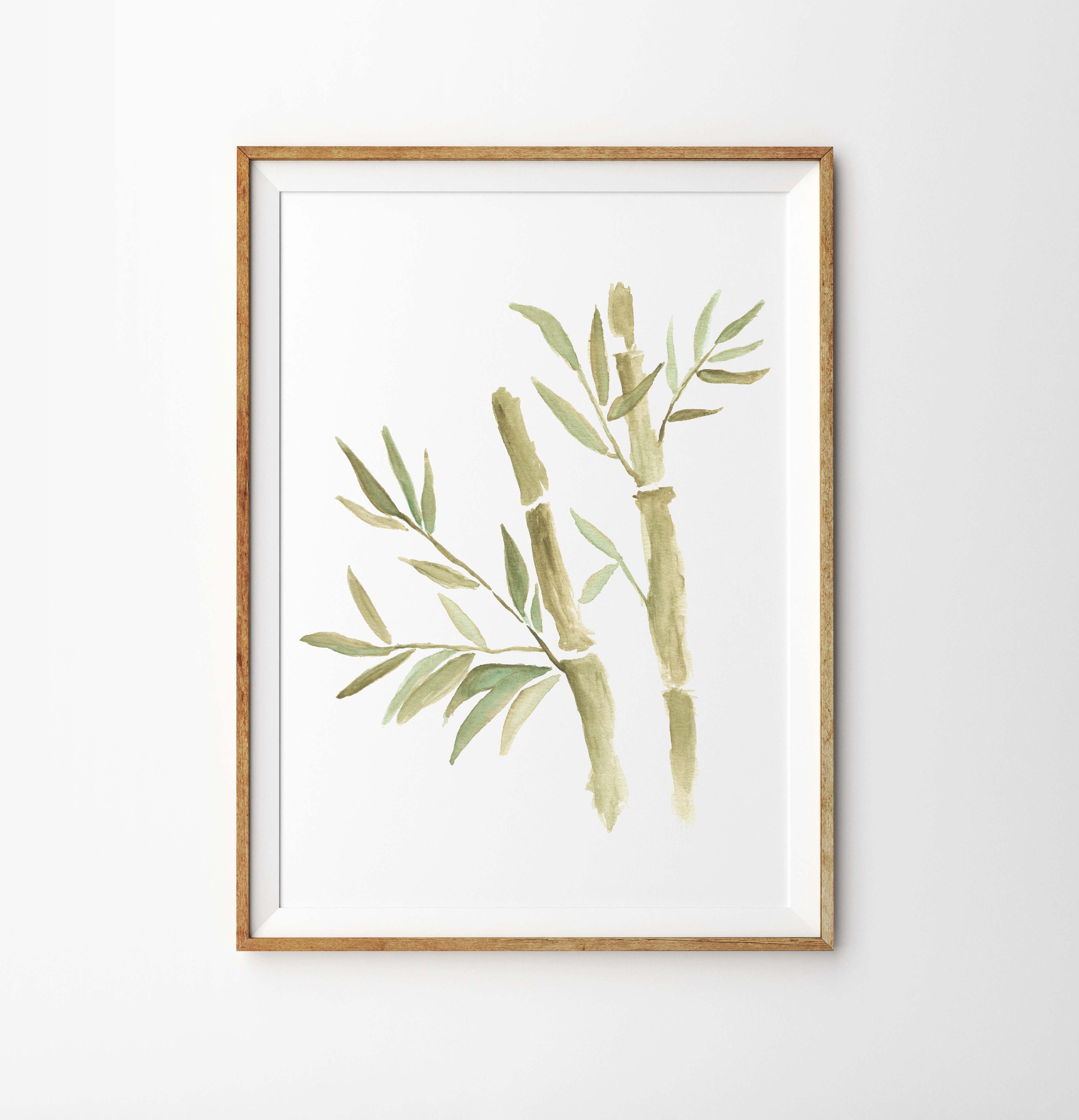 Hand Painted Watercolor Bamboo Print Beautiful Bamboo Wall | Etsy