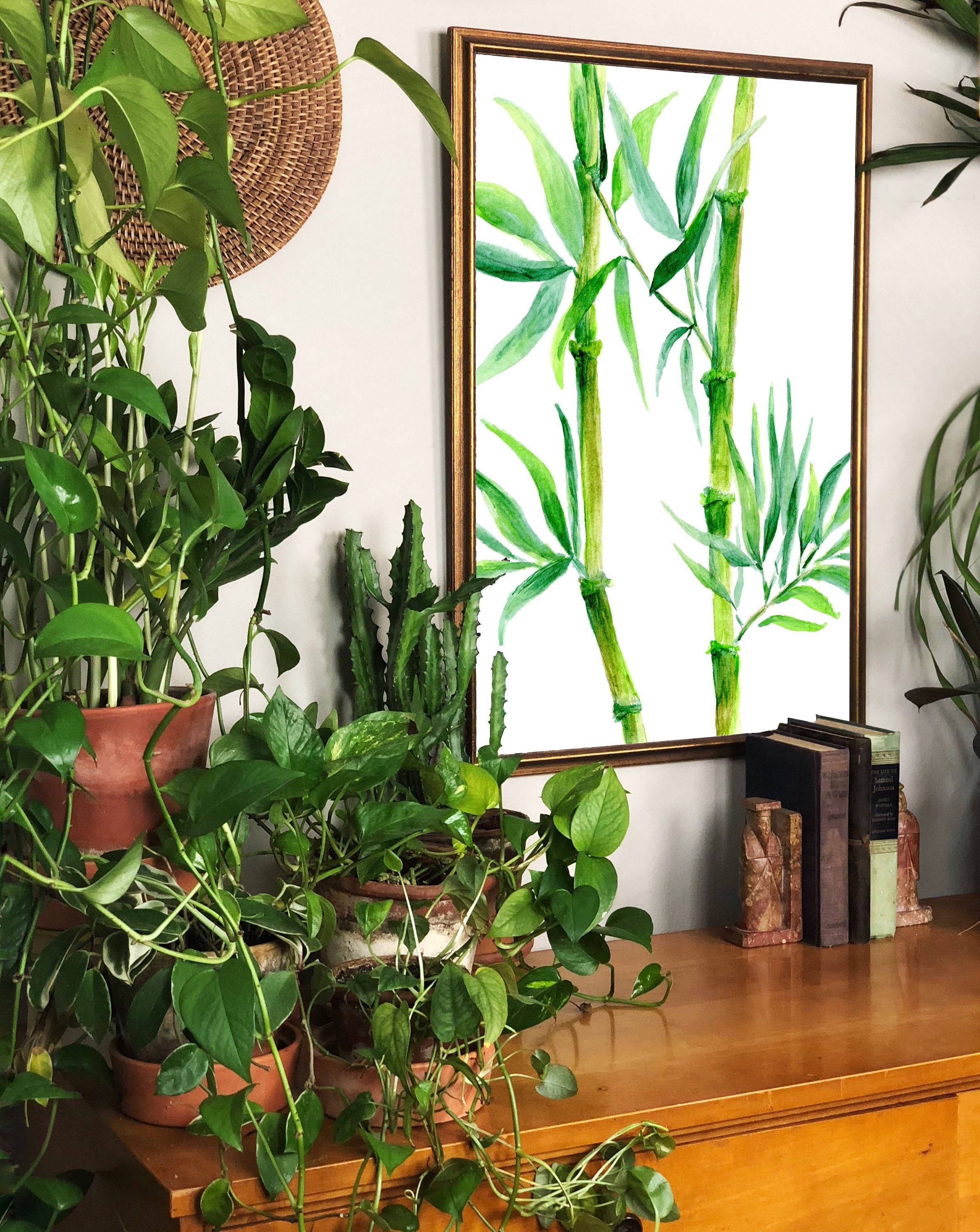 Watercolor Bamboo Art Print Hand Painted Bamboo Printed on | Etsy