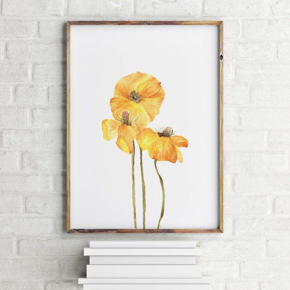 Poppy Flowers Art Print Hand Painted Watercolor Poppies | Etsy