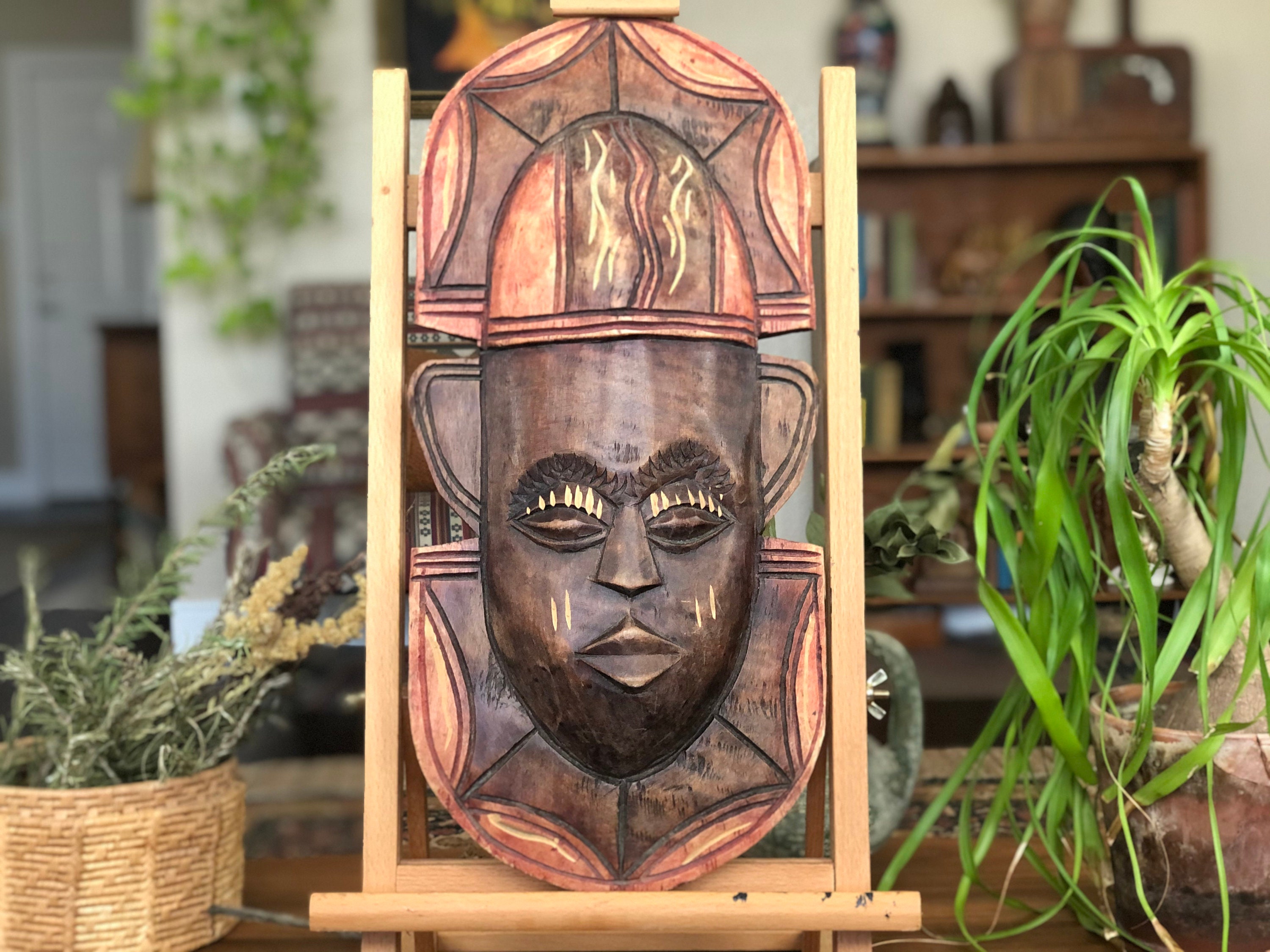 Vintage Hand Carved African Mask Beautifully Carved and - Etsy