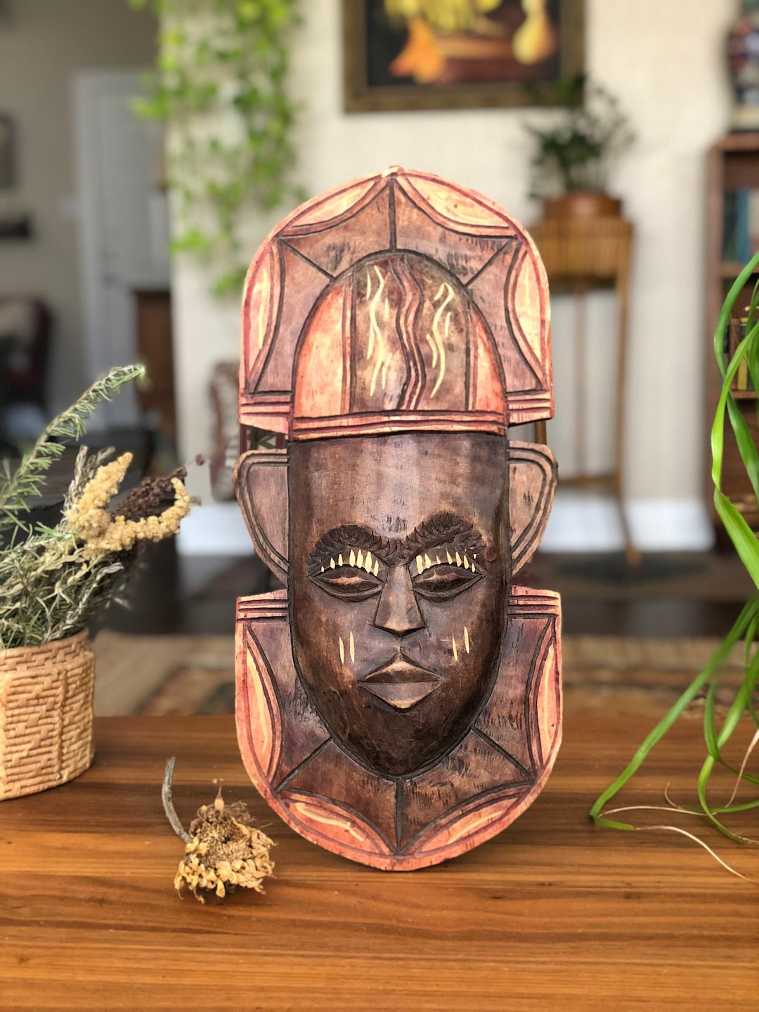 Vintage Hand Carved African Mask - Beautifully Carved and Stained ...