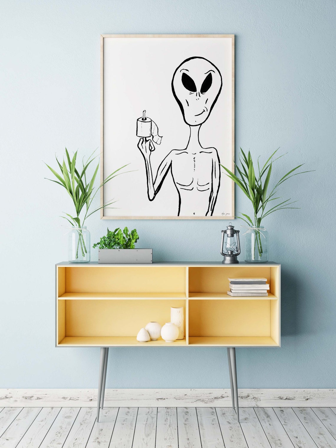Funny Alien Art Print Hand Illustrated Alien Art Printed on - Etsy