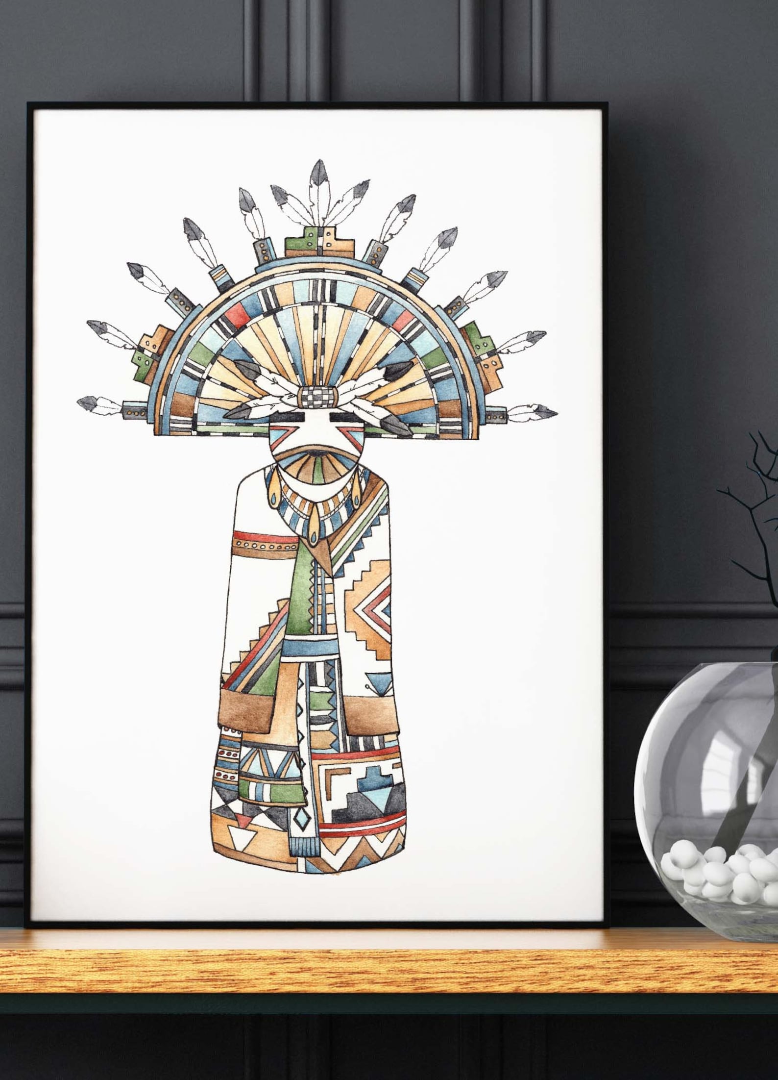 Hopi Inspired Kachina Art Print Watercolor Hopi Kachina | Etsy