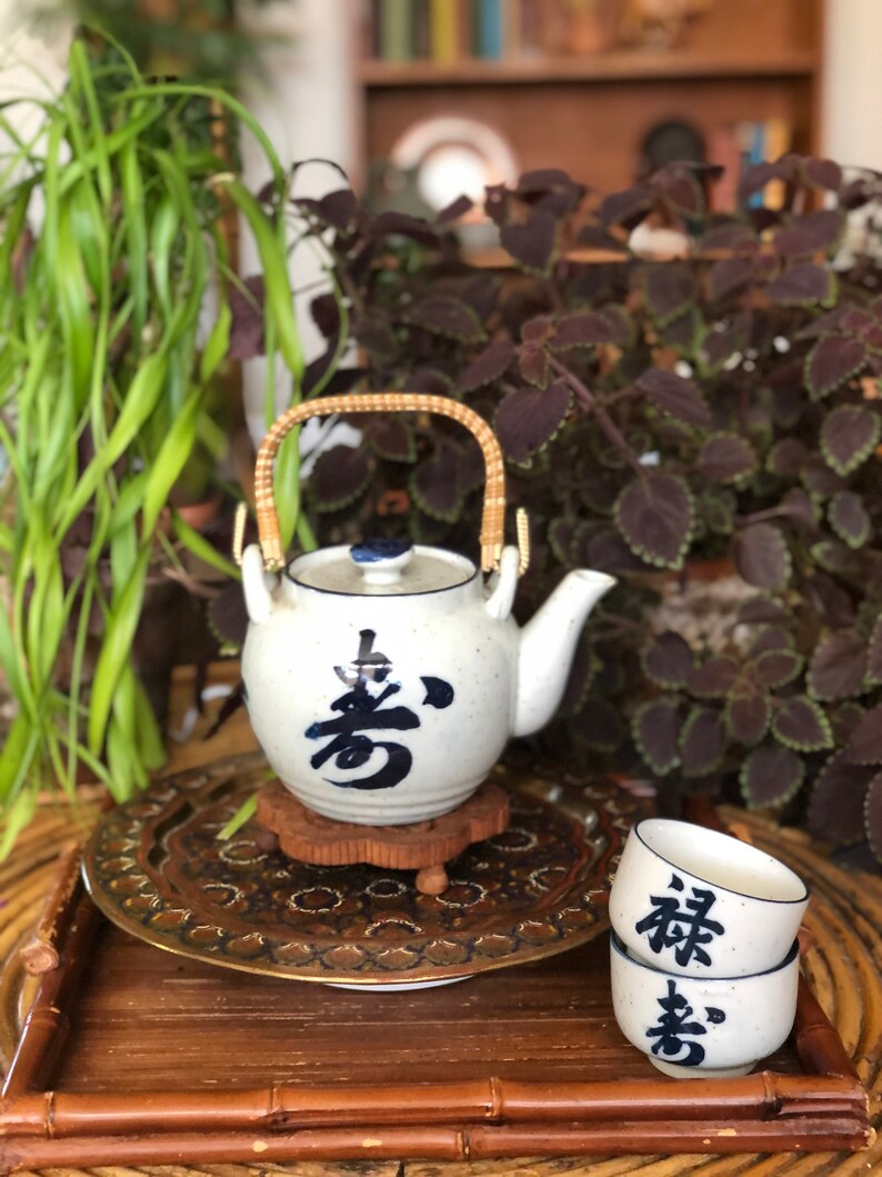 VINTAGE Asian Tea Set Ceramic Sake/tea SET of 3 With - Etsy