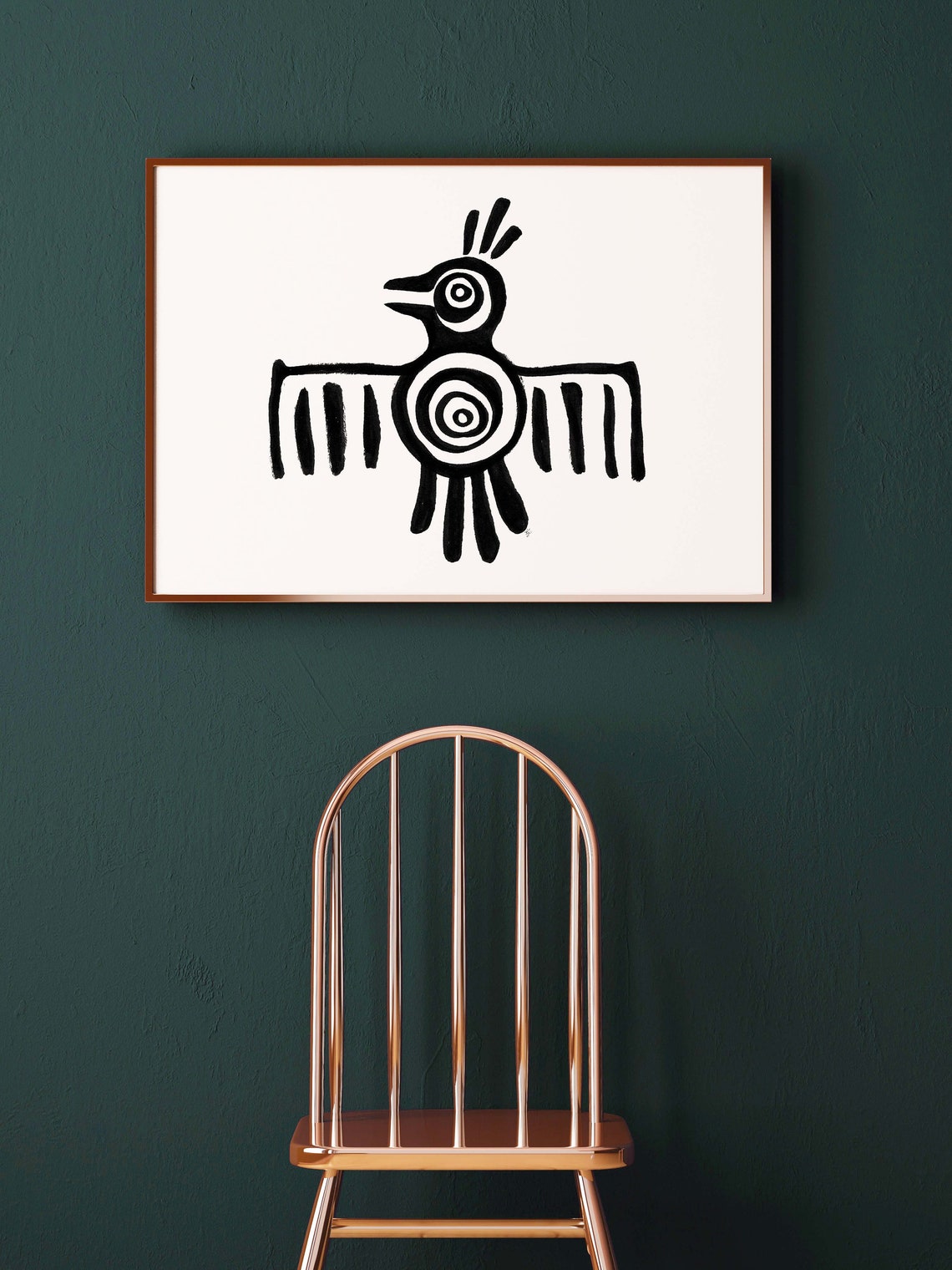 Mayan Eagle Art Print - Hand Painted Minimal Mayan Folk Eagle Printed ...