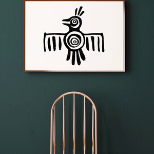 Mayan Eagle Art Print - Hand Painted Minimal Mayan Folk Eagle Printed ...