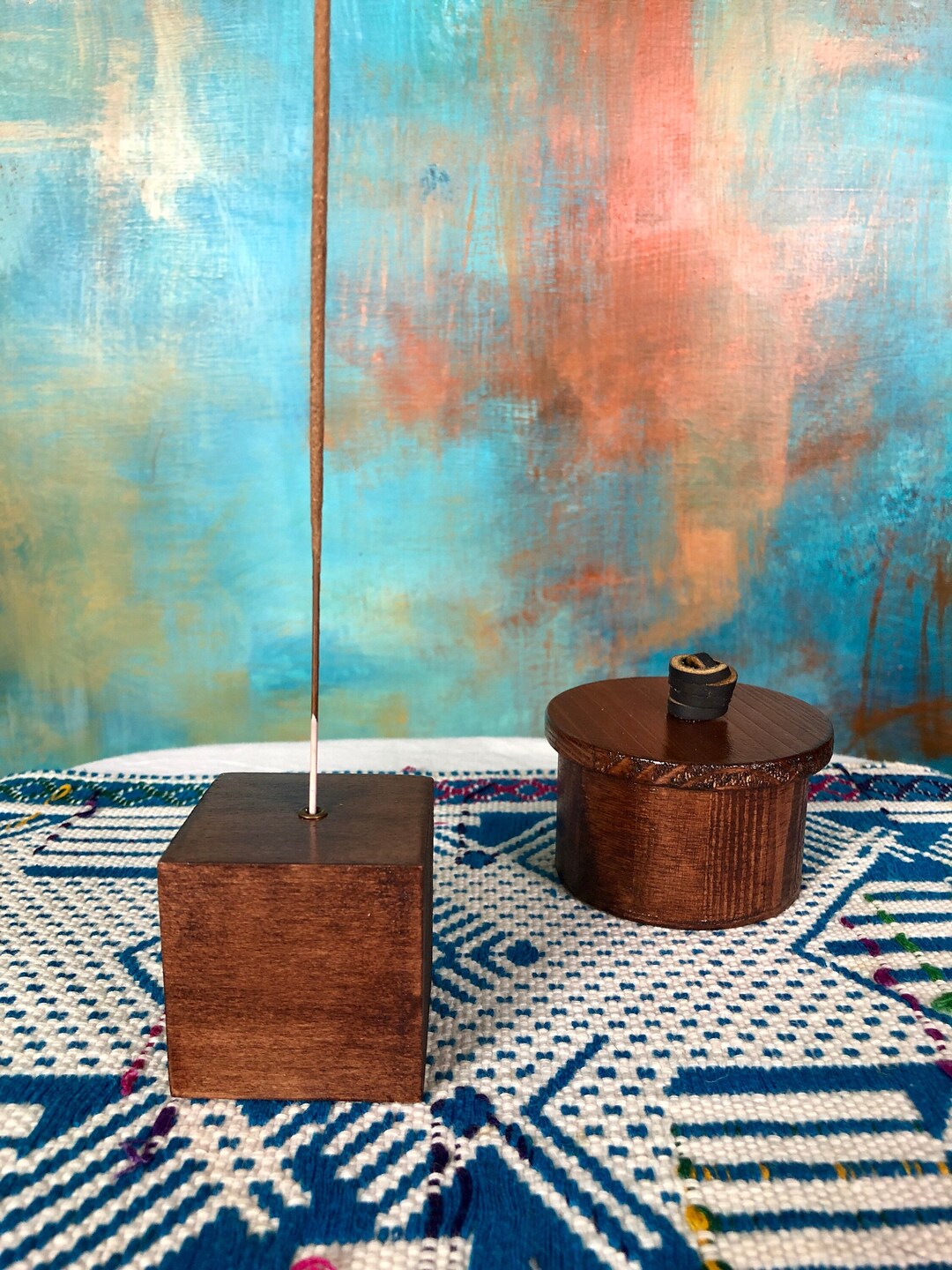 Handcrafted Wooden Incense Holder Hand Stained 2 Cube - Etsy
