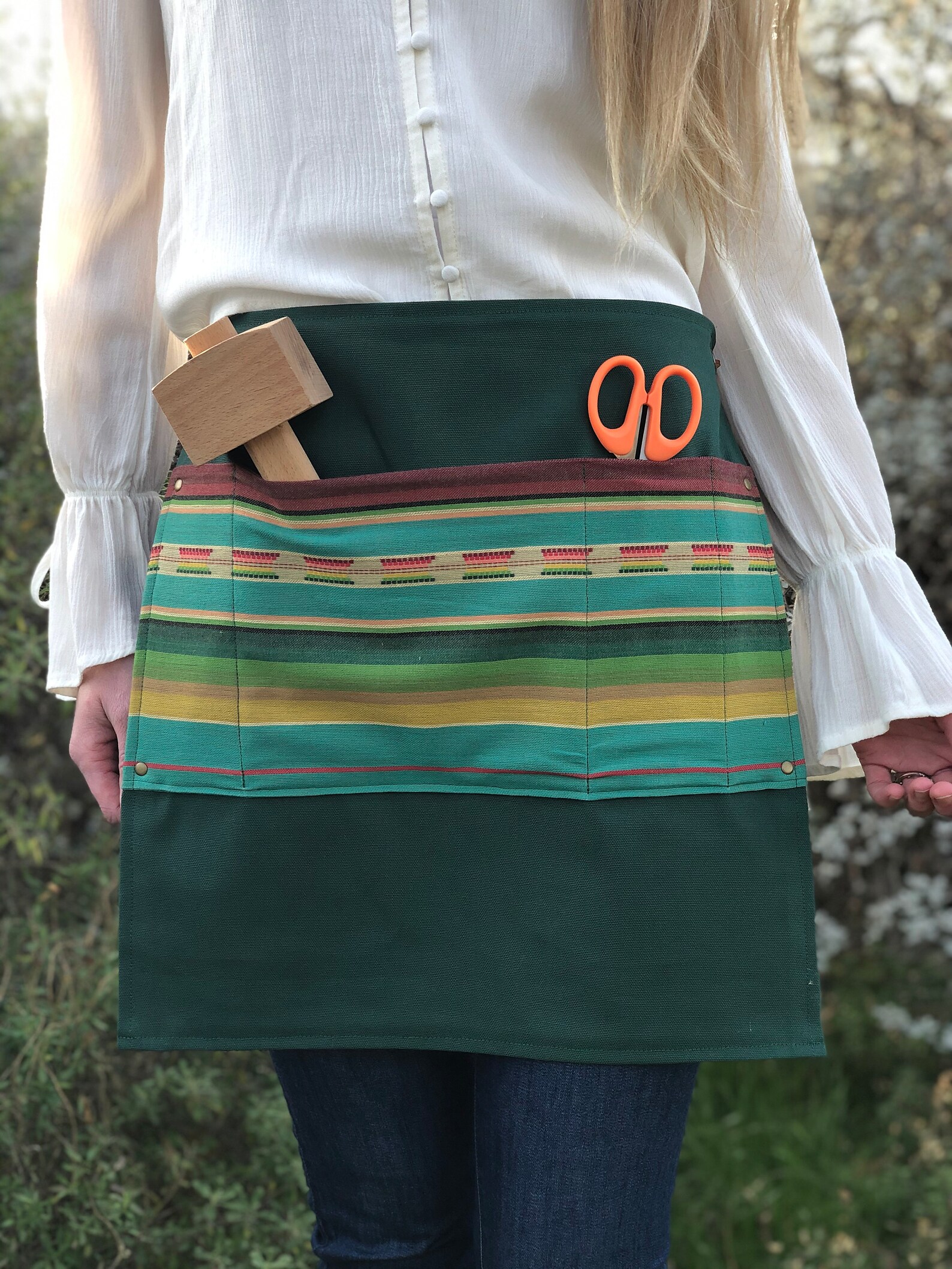 HANDMADE APRON One of A Kind Cotton Canvas and Serape Waist | Etsy