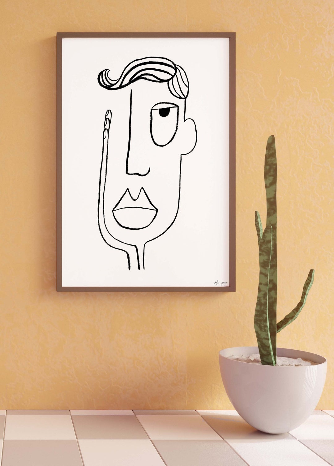 Line Art Portrait Illustration Print - Hand Illustrated Minimal Contour ...