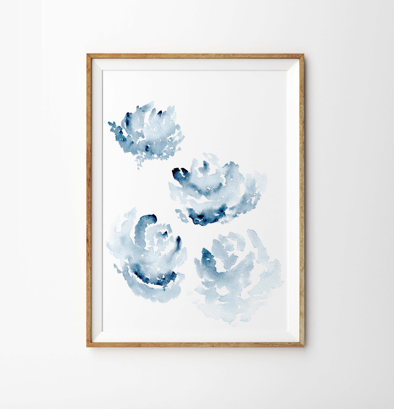 Hand Painted Blue Watercolor Flowers Fine Art Print Blue - Etsy
