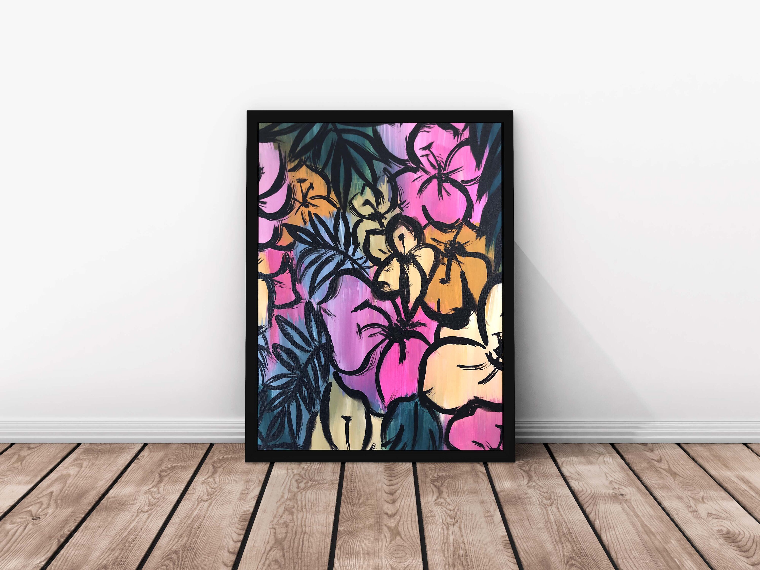 Tropical Flowers Art Print Hand Painted Acrylic Tropical - Etsy