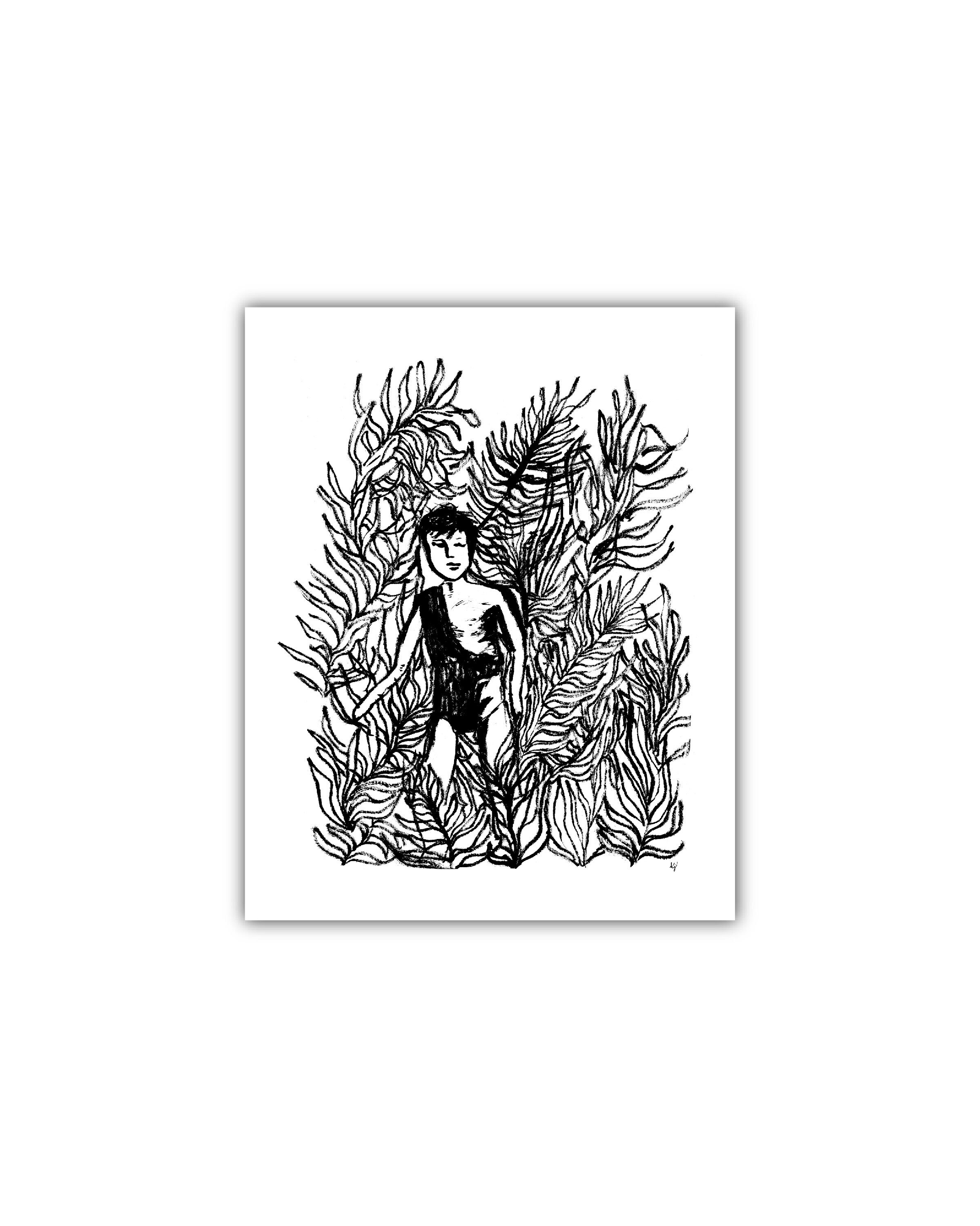 Hand Illustrated Jungle Boy Fine Art Print Jungle Boy | Etsy