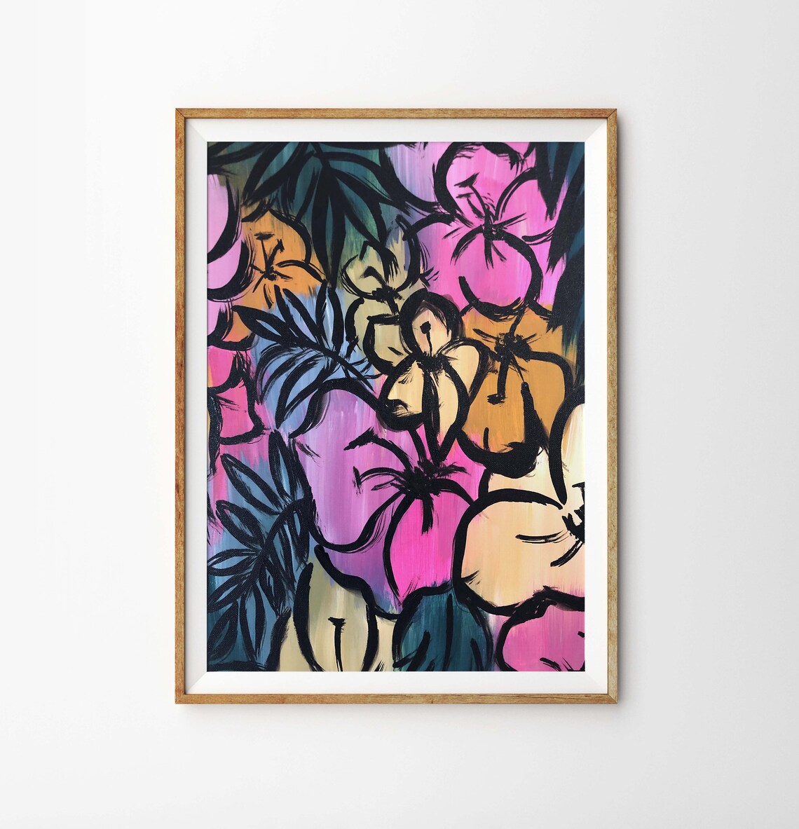 Tropical Flowers Art Print Hand Painted Acrylic Tropical - Etsy