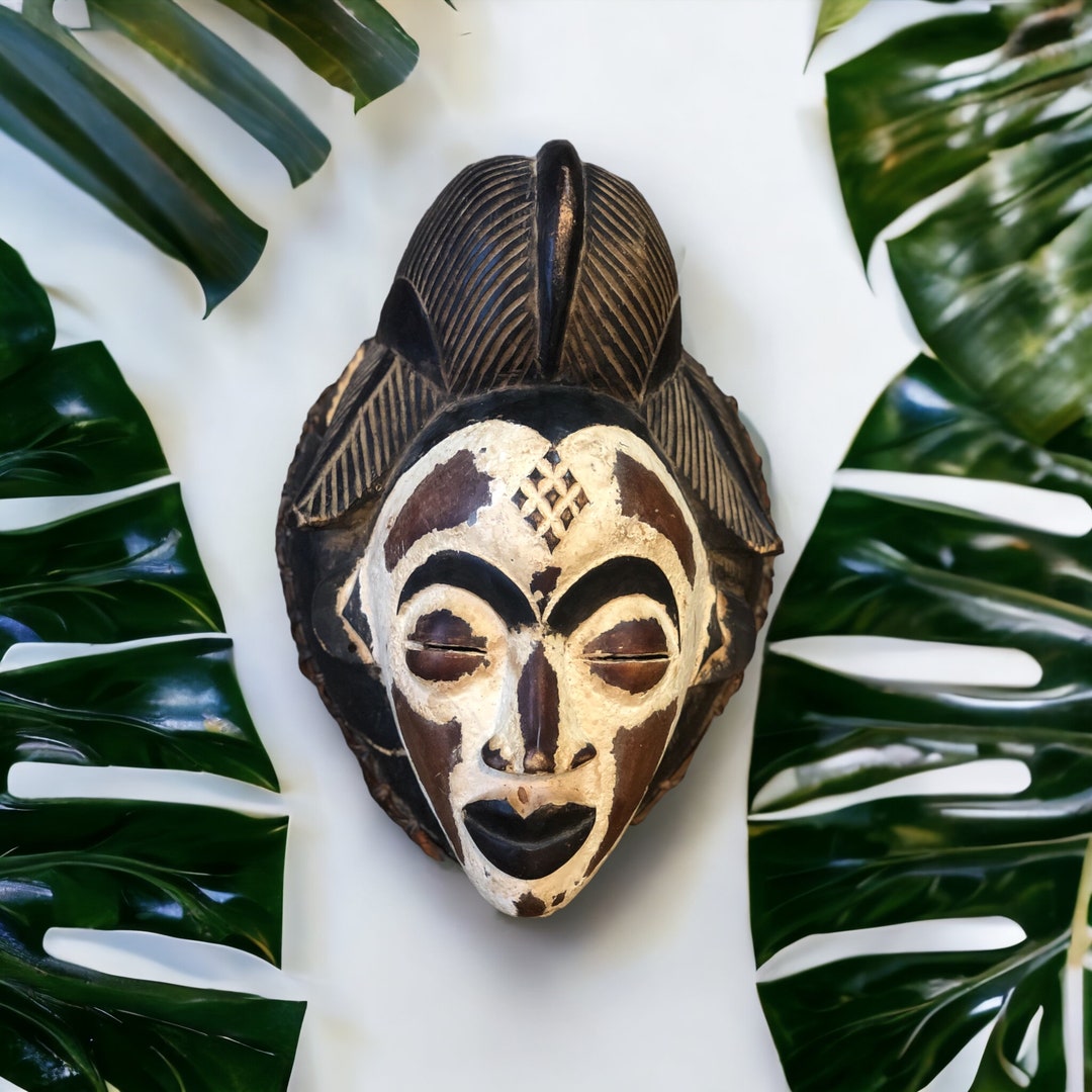 Vintage Mask From Africa - Hand Carved Wooden African Mask Handcrafted ...