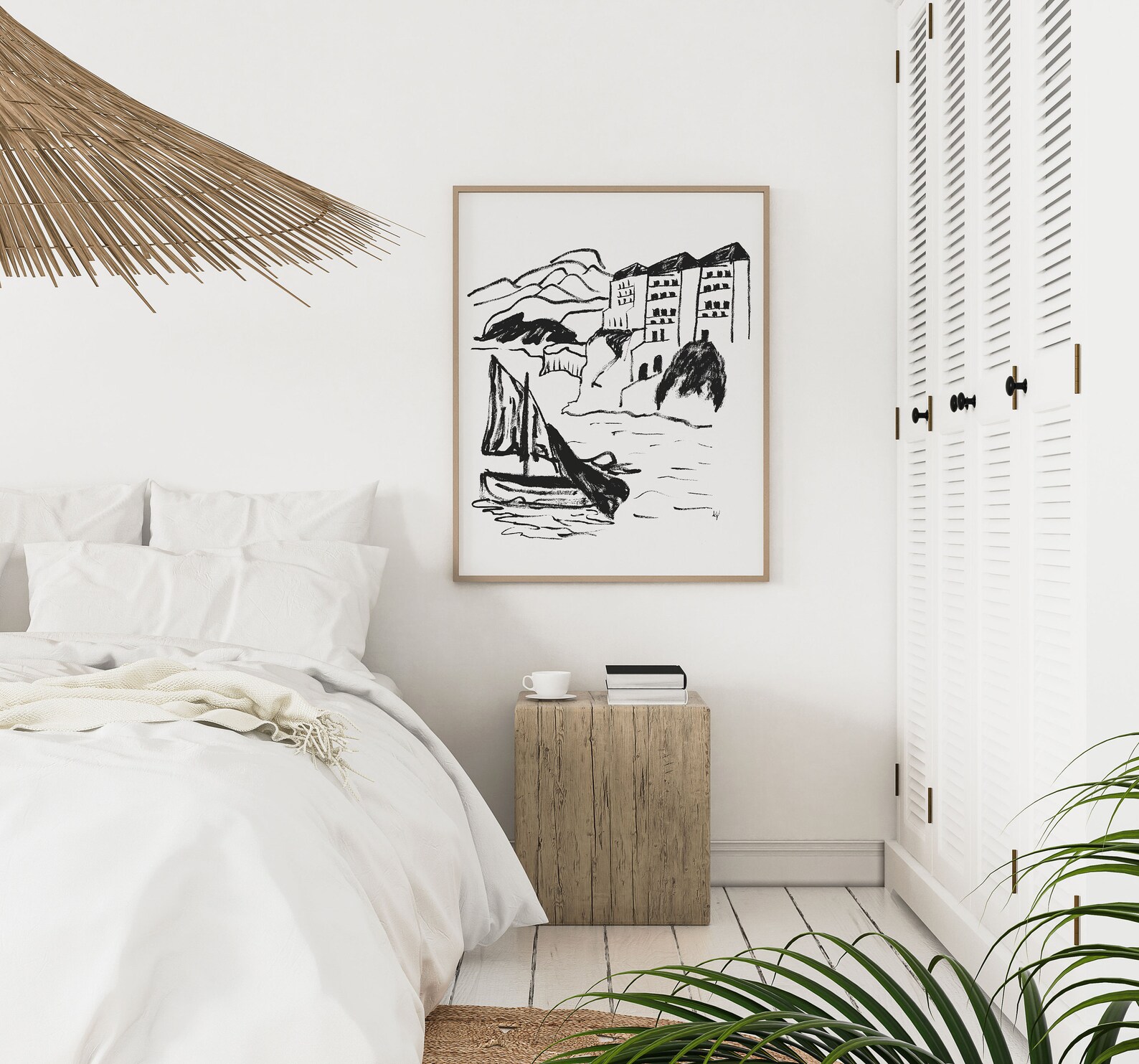 Hand Illustrated Sailboat Art Print - Italian Coastline Original Fine ...