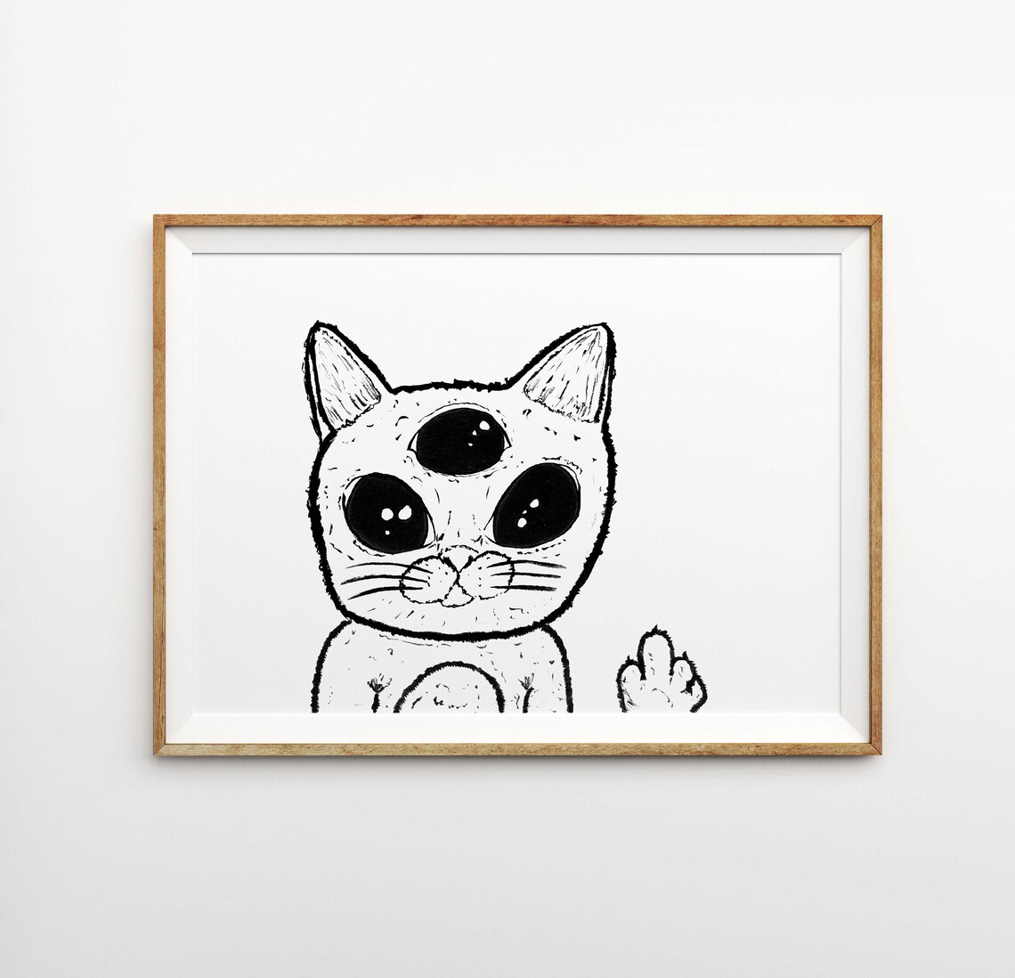 All Seeing Cat Art Print Hand Painted Third Eye Cat | Etsy