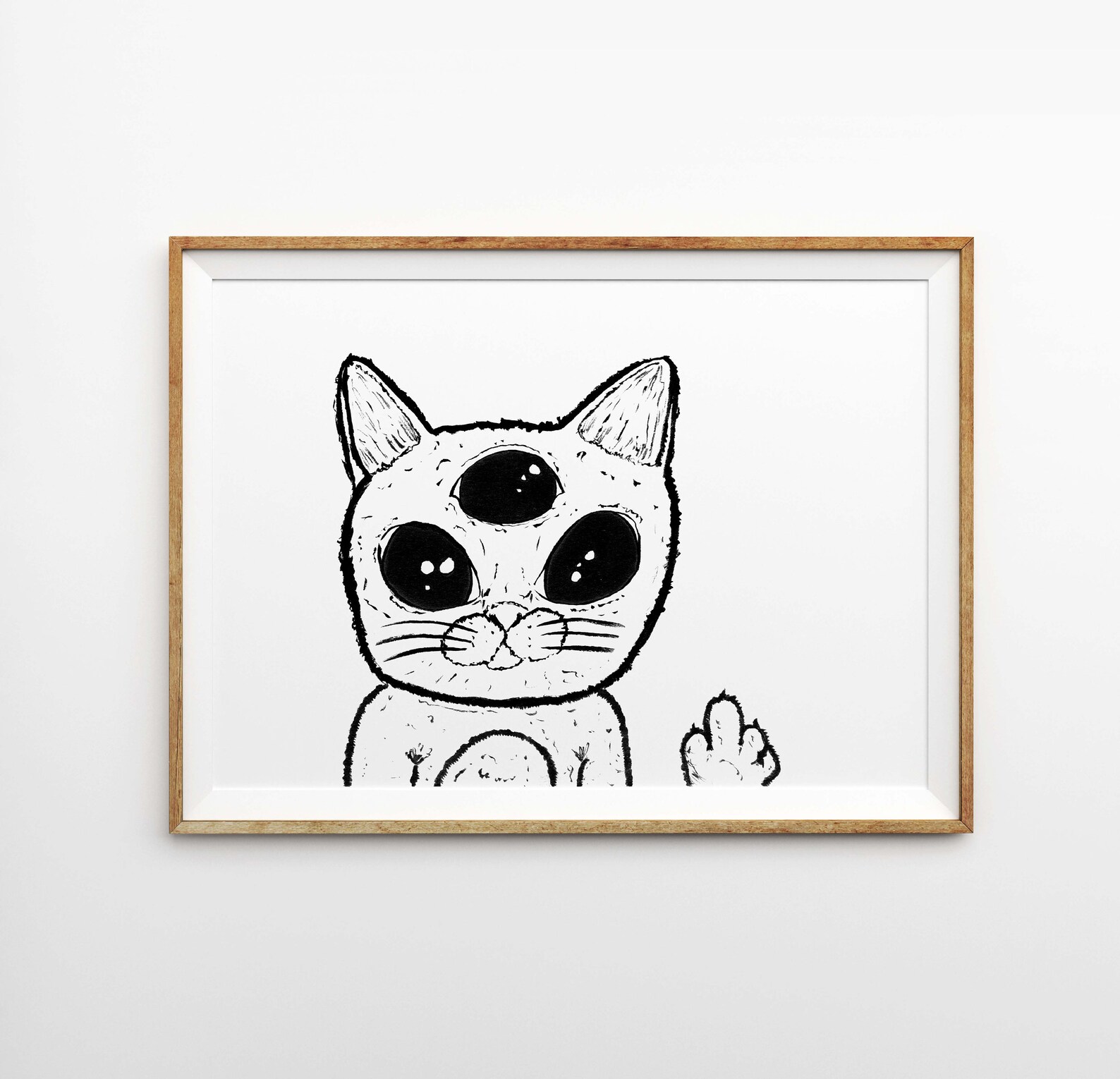 All Seeing Cat Art Print Hand Painted Third Eye Cat - Etsy