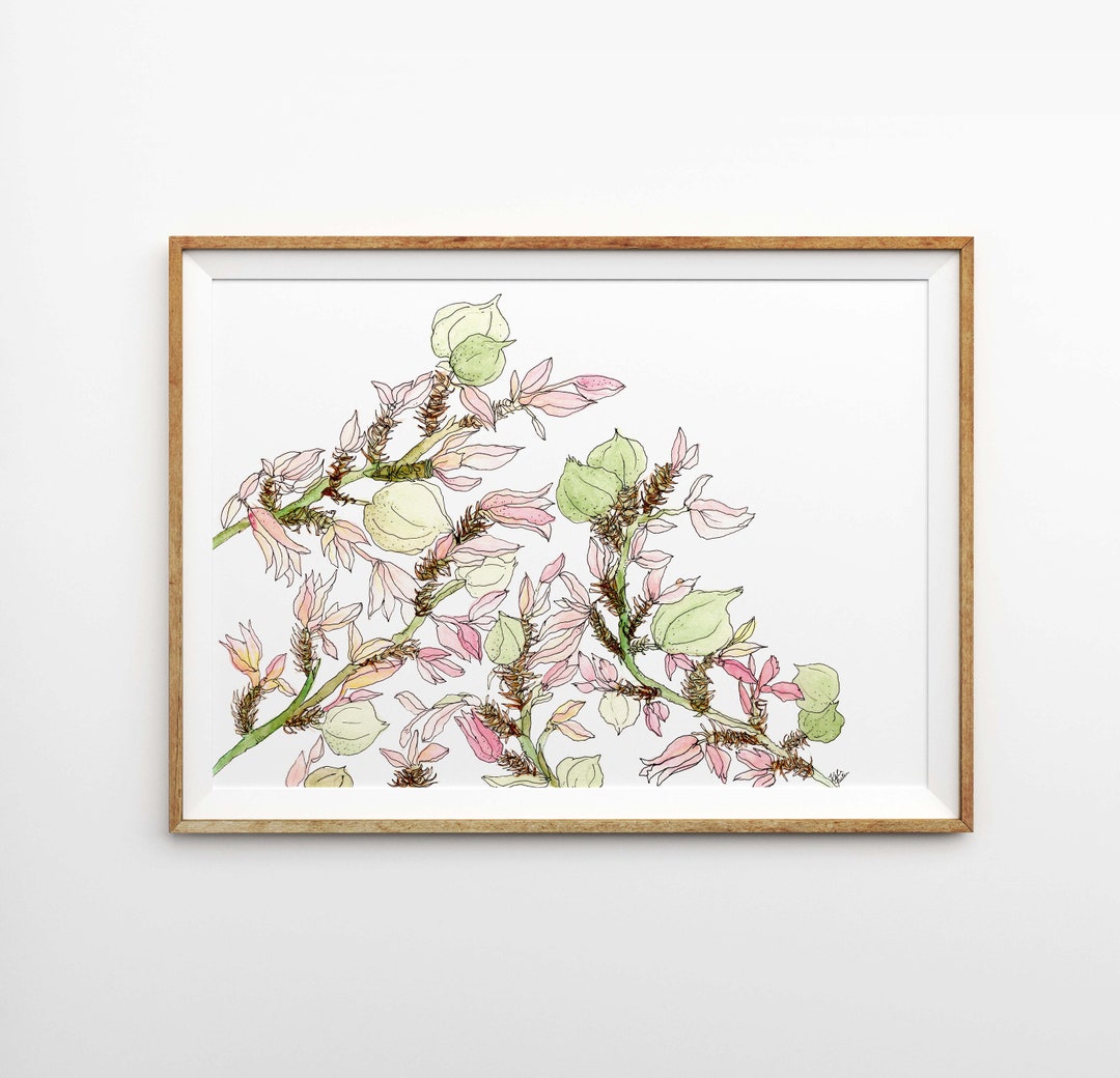 Pink Yucca Flower Print: Hand Painted Watercolor on Linen - Etsy