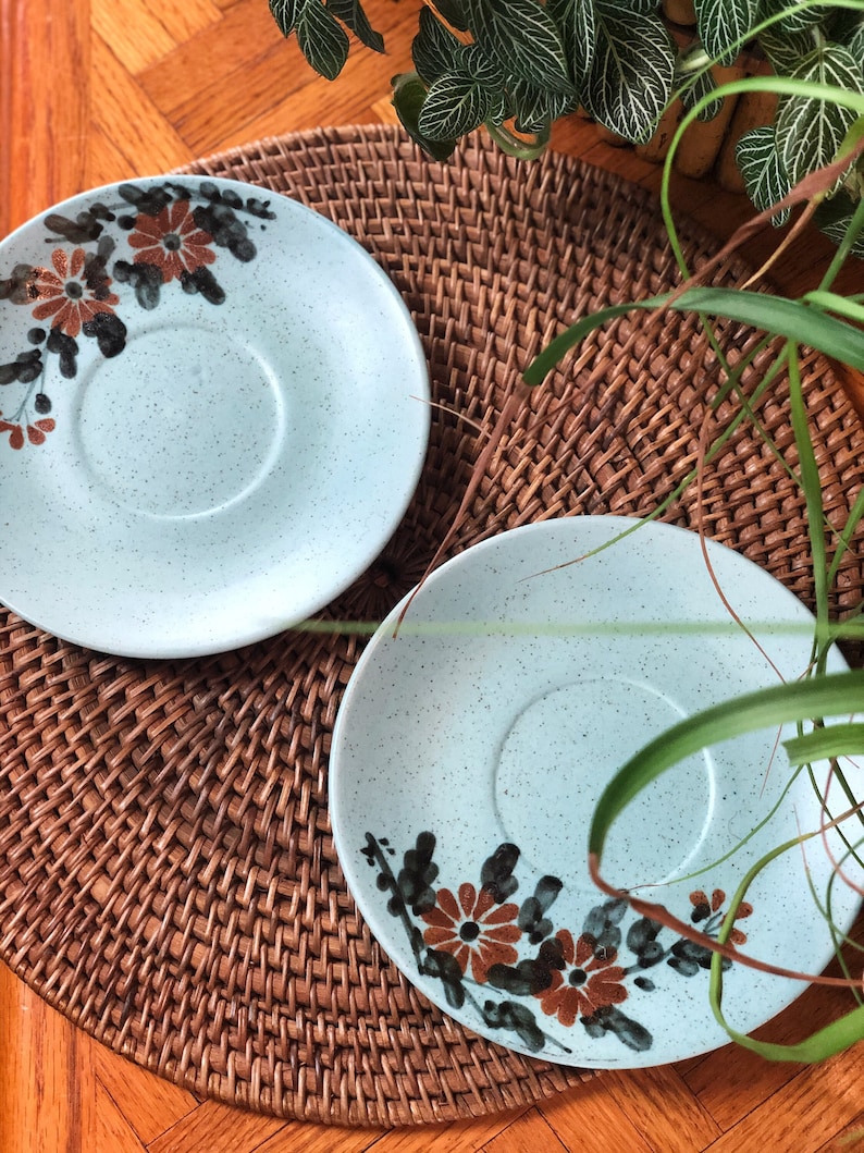 VINTAGE Japanese Plate Set Blue Speckled Stone Plates With - Etsy