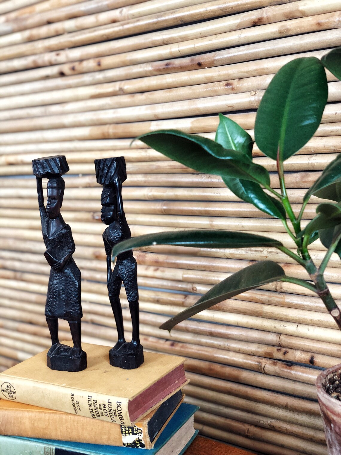 VINTAGE Hand Carved African Figurines, Set of 2 Kenyan Wood Art ...