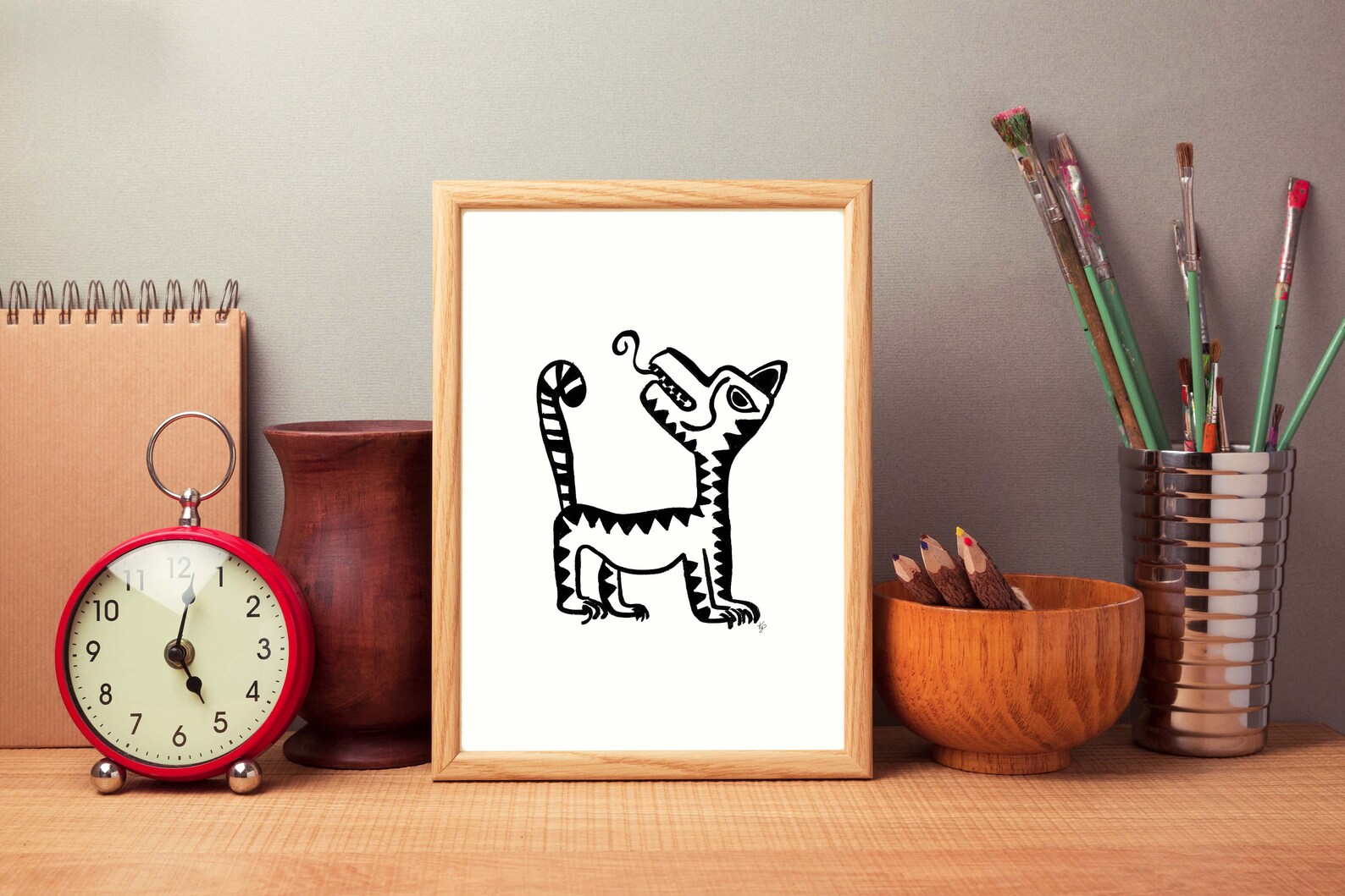 Mayan Tiger Inspired Art Print Hand Painted Mayan Folk Art - Etsy