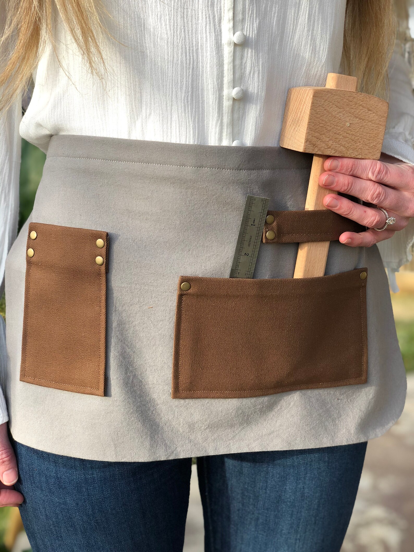 HANDMADE APRON One of A Kind Grey Washed Cotton Canvas and | Etsy