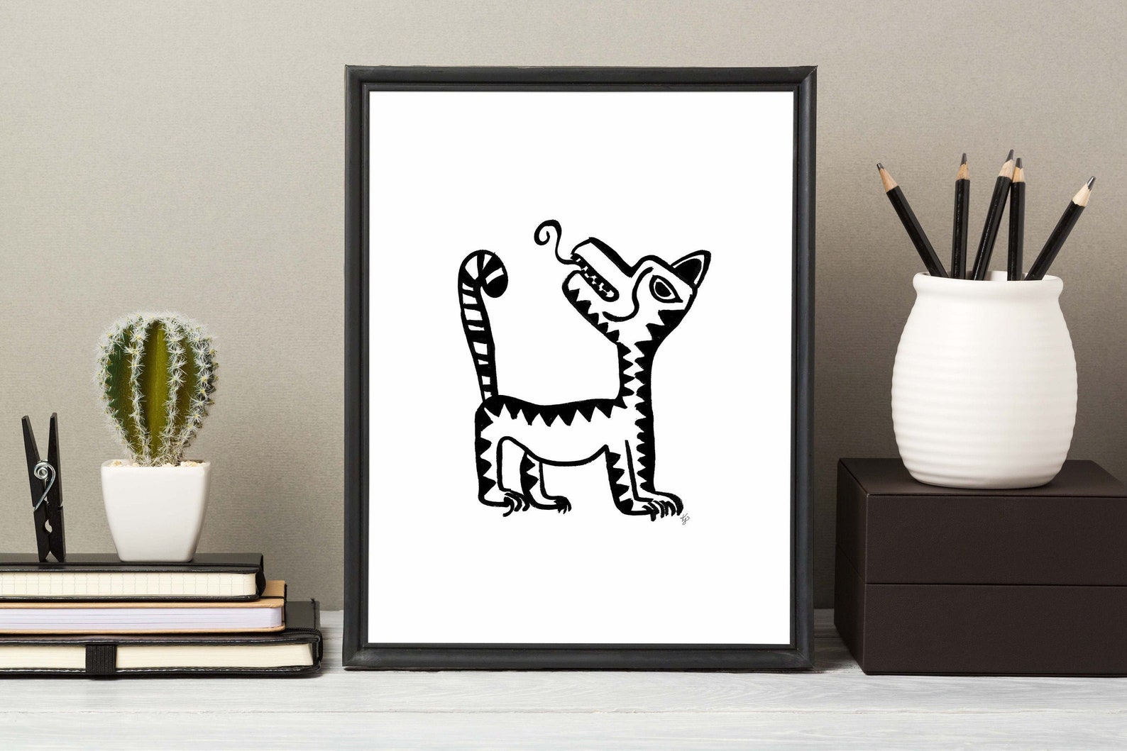Mayan Tiger Inspired Art Print Hand Painted Mayan Folk Art - Etsy