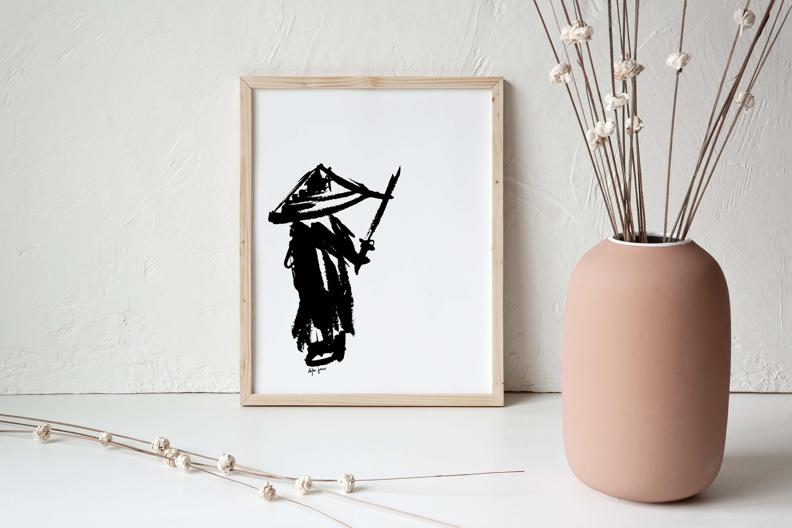 Japanese Monk Art Print Hand Painted Minimal Monk Printed on - Etsy