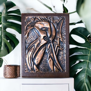 1970s Copper Relief - Vintage Tropical Bird Art - One of a Kind Copper ...