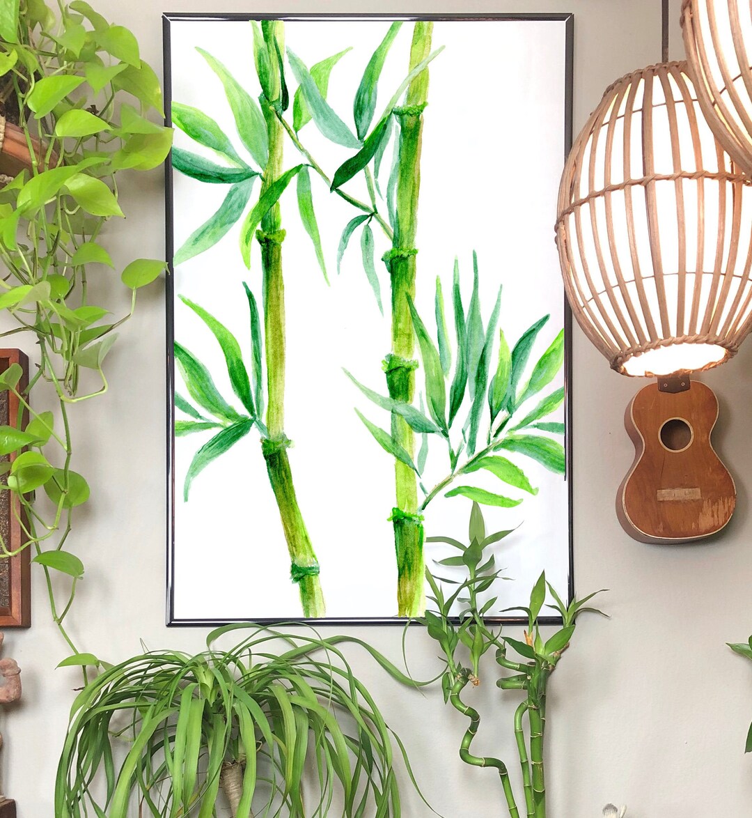 Watercolor Bamboo Art Print Hand Painted Bamboo Printed on - Etsy