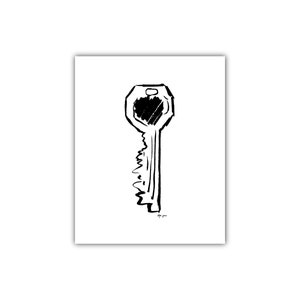 Ink Illustration Key Wall Art Black Ink Art Key Print Hand - Etsy