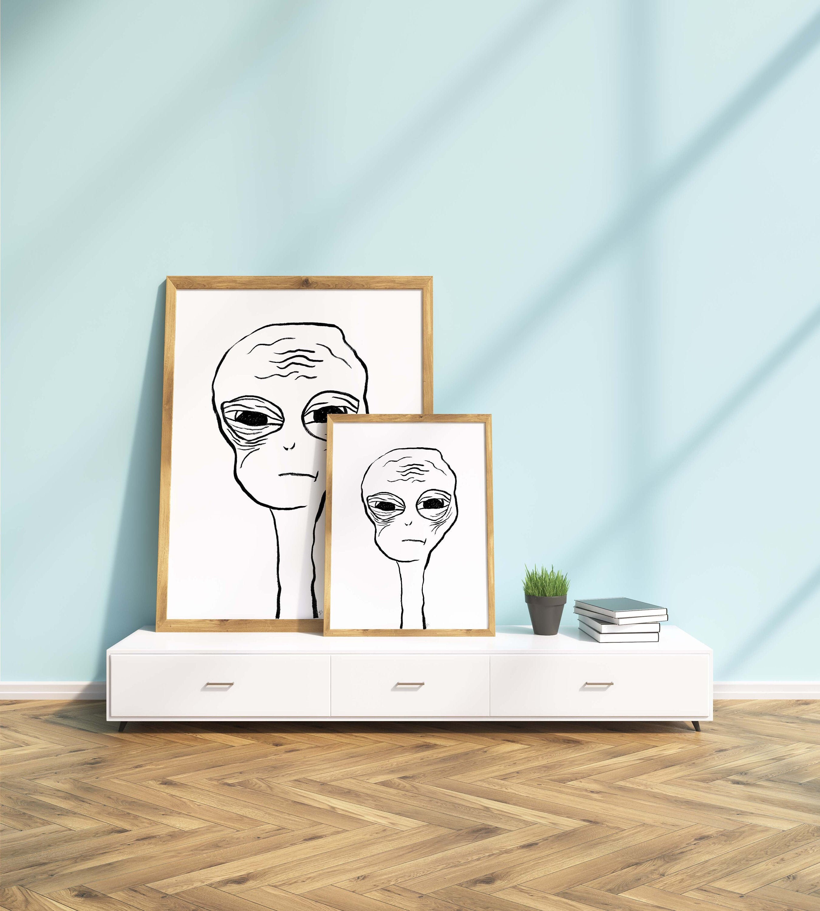 Alien Portrait Fine Art Print Hand Painted Alien Head - Etsy