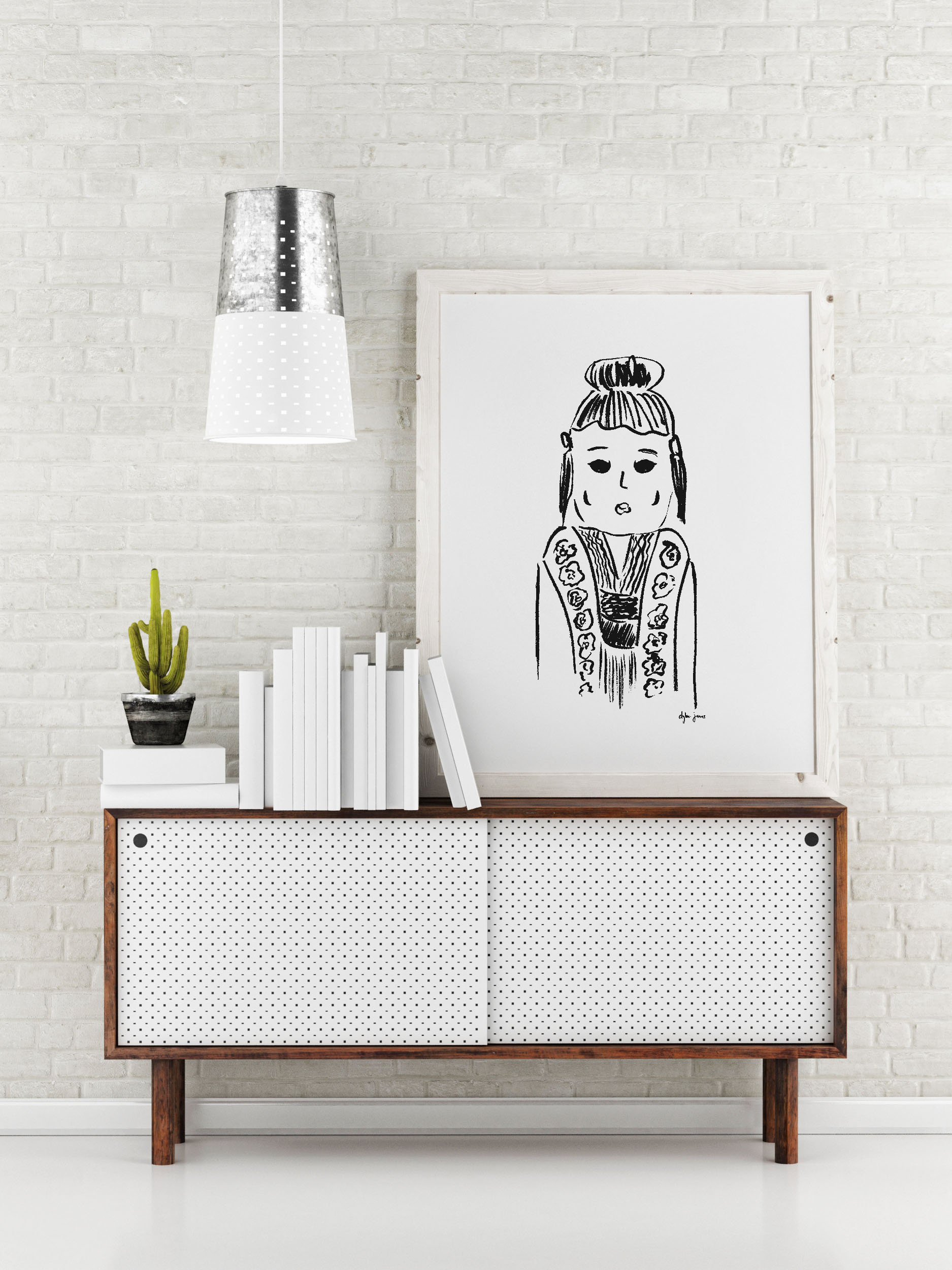 Hand Painted Geisha Fine Art Print - Beautiful Japanese Style Geisha ...