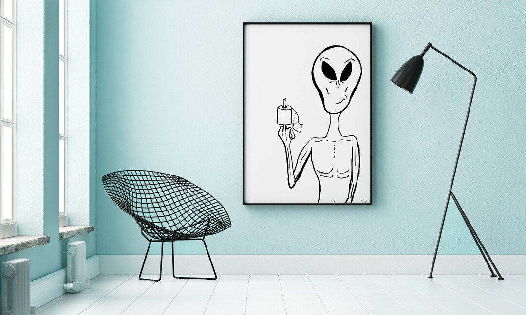 Funny Alien Art Print - Hand Illustrated Alien Art Printed on Matte 5x7 ...