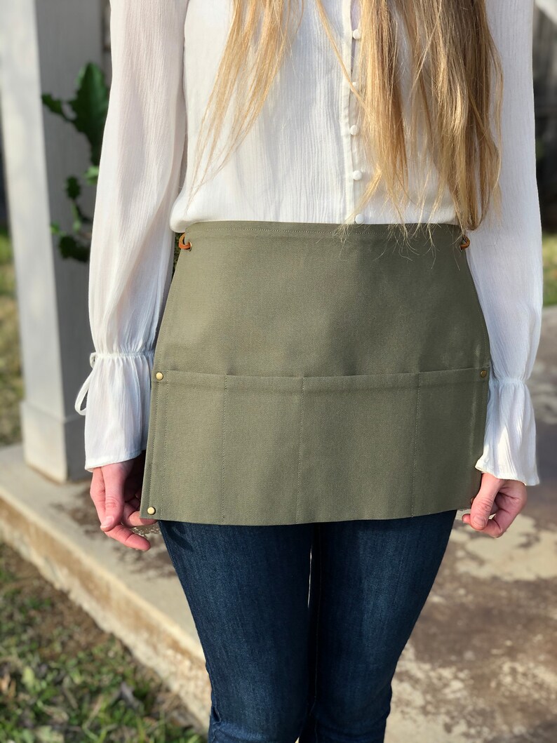 HANDMADE APRON One of A Kind Olive Green Cotton Canvas and - Etsy